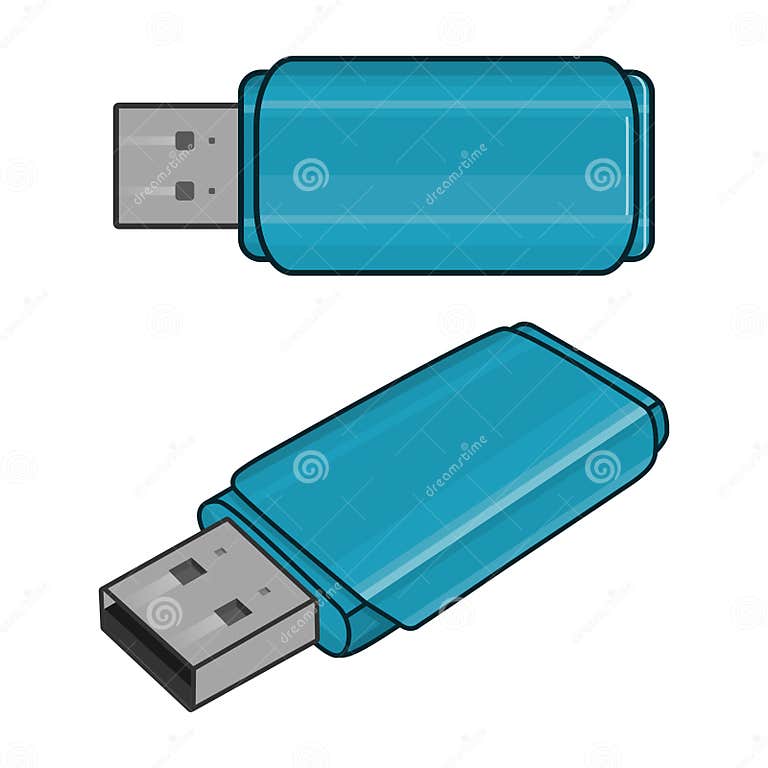 Set of Blue Flash Disk Isolated on White Background Stock Vector ...