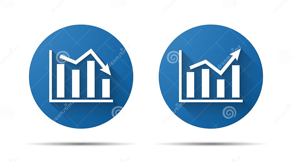 Set of Blue Flat Icon of Graph Stock Vector - Illustration of financial ...