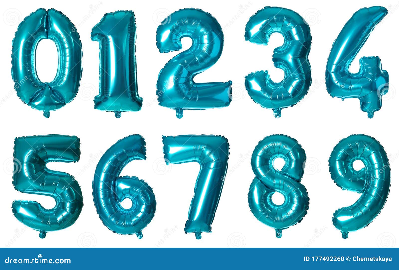 Set with Blue Foil Balloons in Shape of Numbers on Background Stock ...
