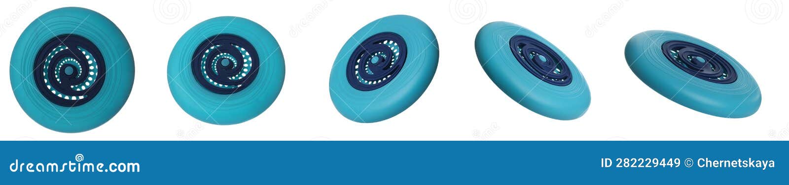 Set of Blue Frisbee on White Background, Different Views Stock ...