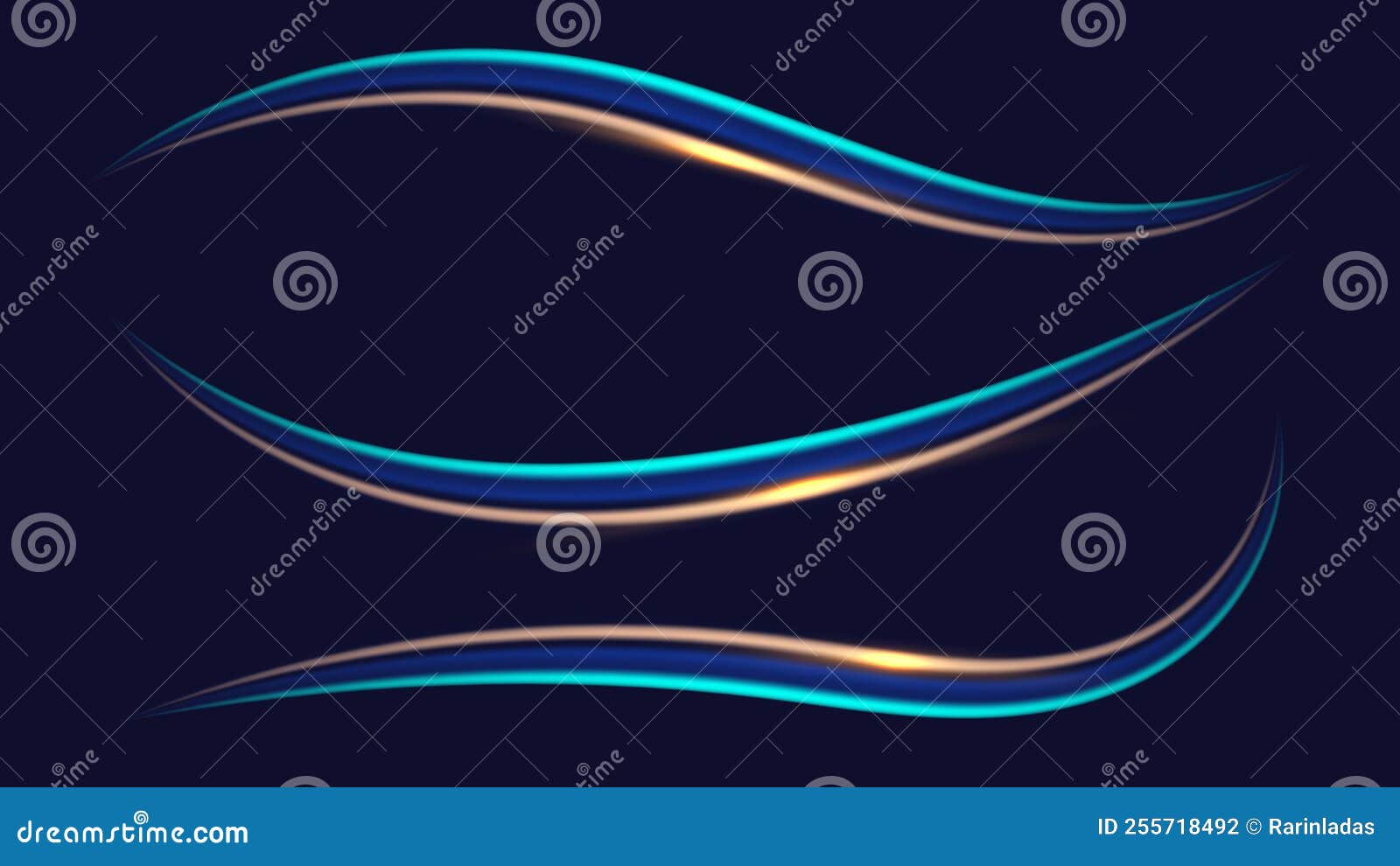 Set of Blue Glowing Lighting Effect Wave Lines Elements Isolated on ...