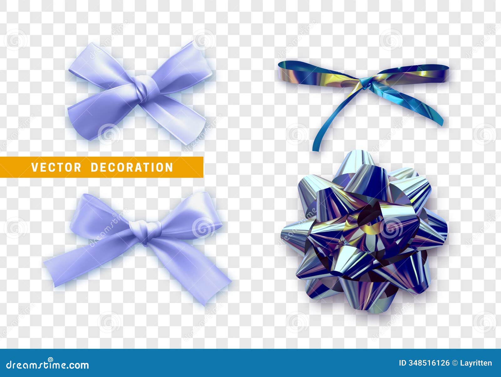 Set of Blue Gradient Ribbons Bows. Festive Realistic Decorative Design ...