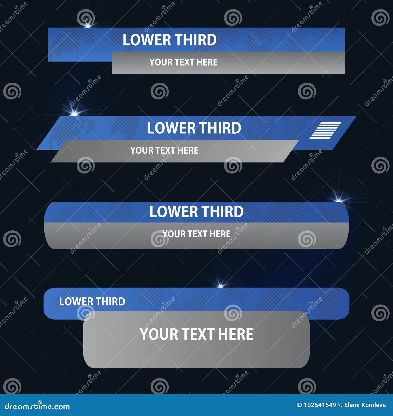 Set of blue lower third. stock vector. Illustration of gray - 102541549
