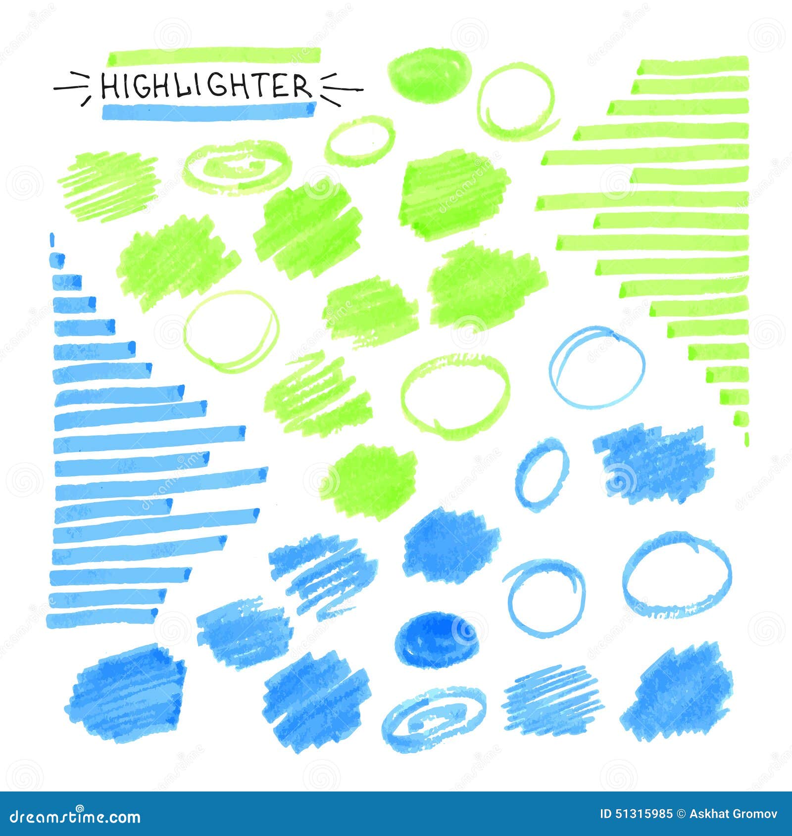 Set of Blue and Green Fluorescent Highlighter Stock Vector ...