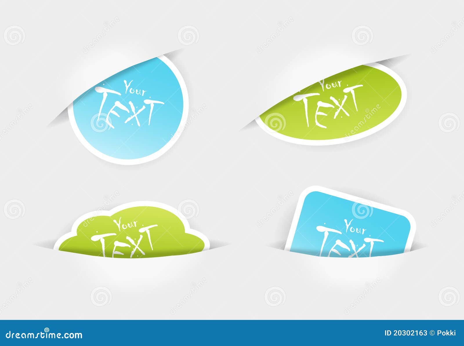 Set of Blue Green Stickers in Pockets. Stock Vector - Illustration of ...