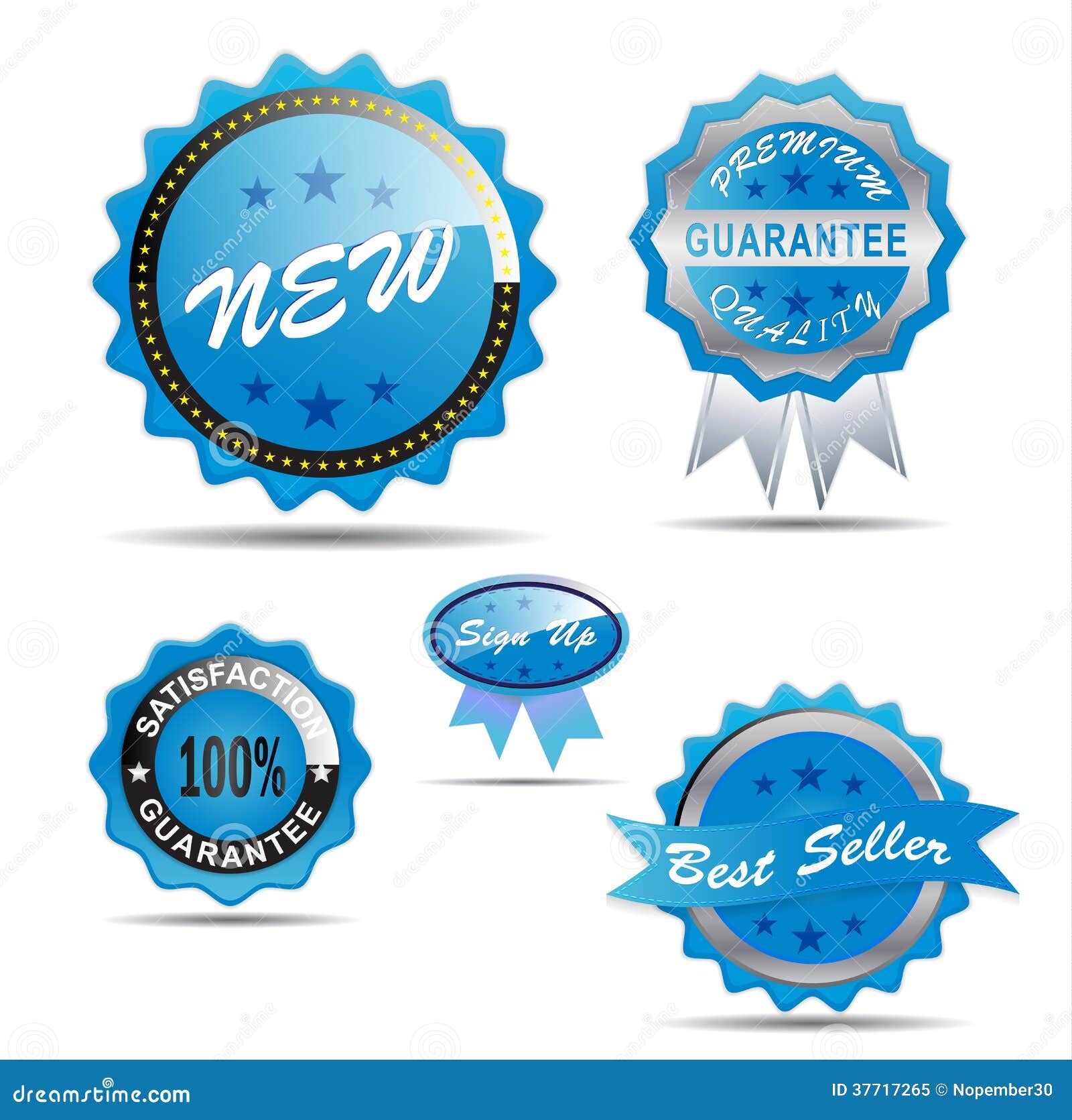 Set blue guarantee stock vector. Illustration of frame - 37717265