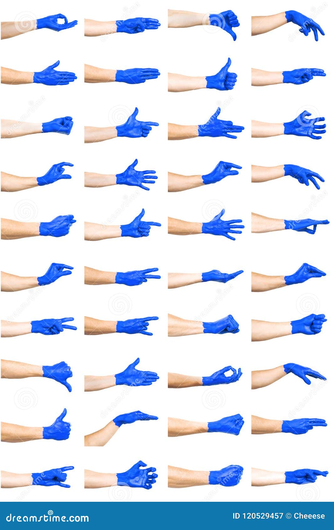 Set of blue hand gestures stock image. Image of hand - 120529457