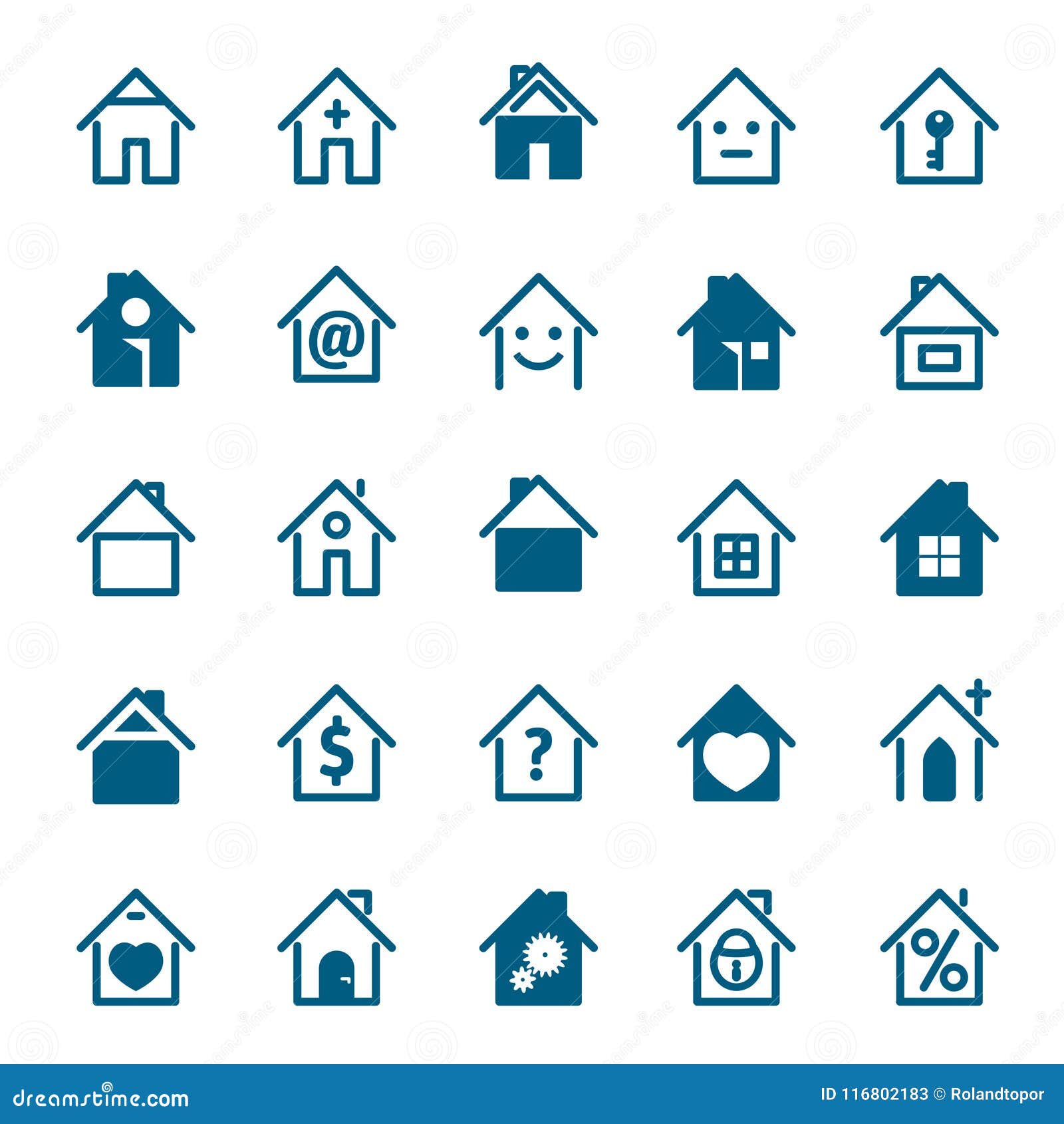 Set of Blue House Icon. Vector Illustration. Stock Vector ...