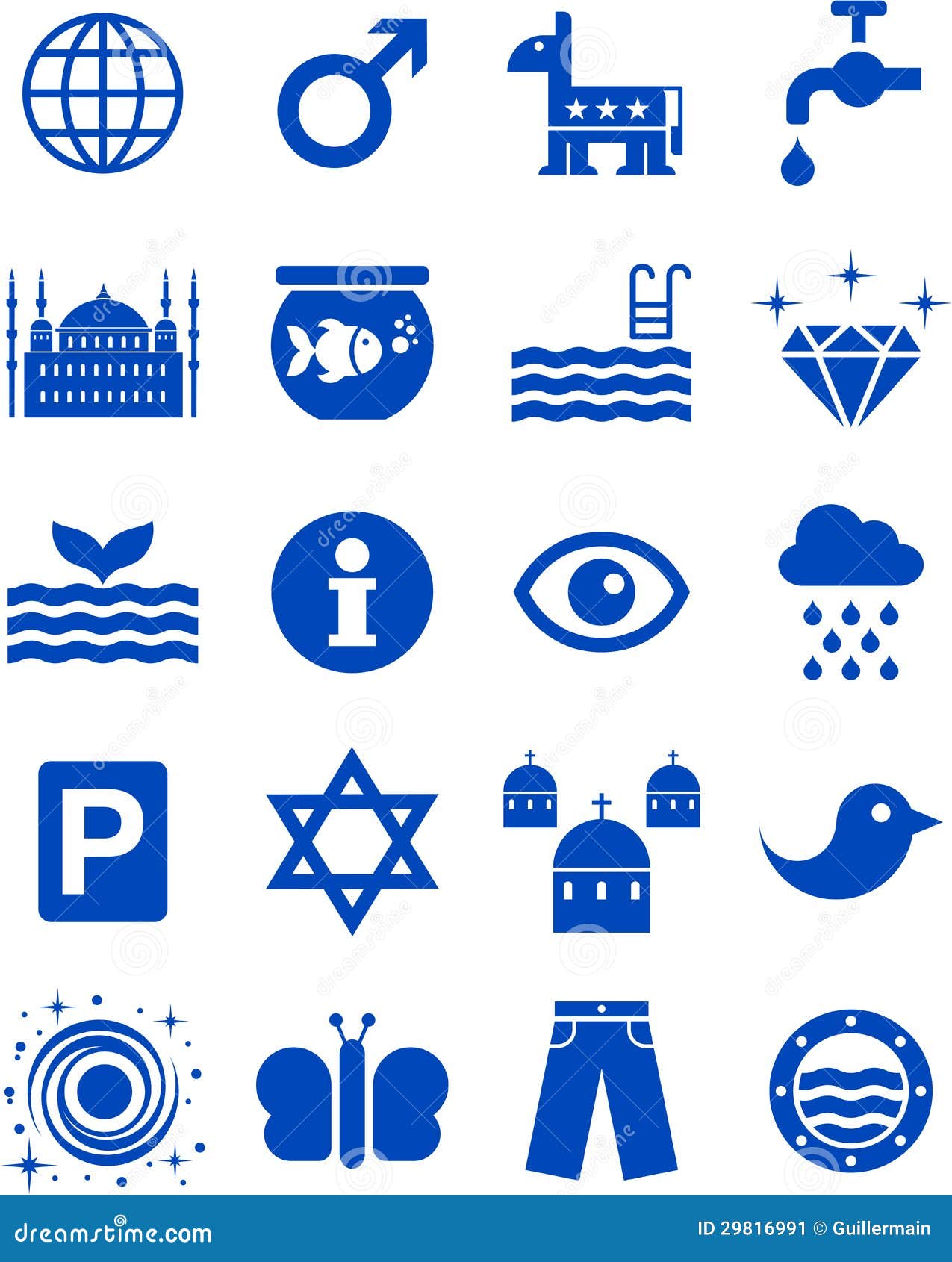 Blue icons stock vector. Illustration of color, object - 29816991
