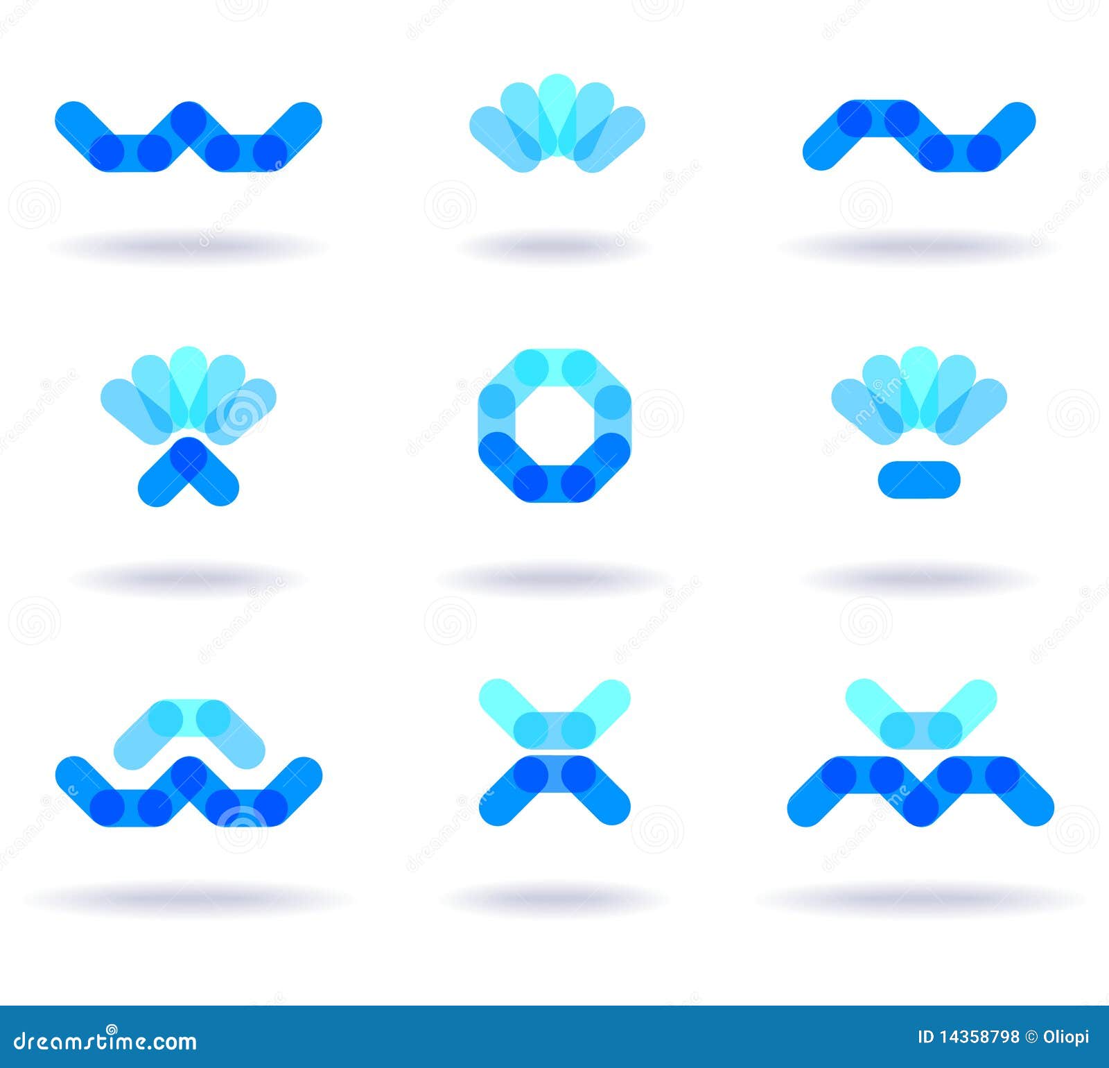 Set of blue logos stock vector. Illustration of design - 14358798