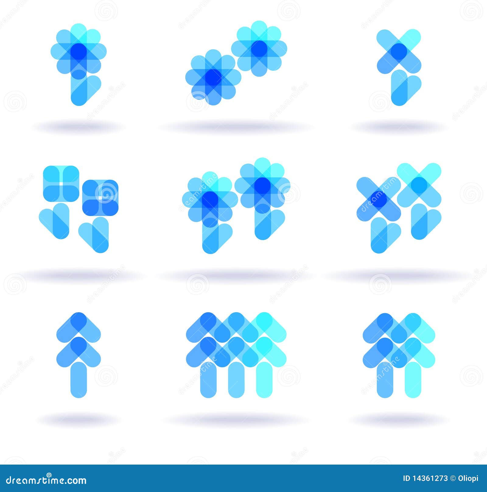 Set of blue logos stock vector. Illustration of illustration - 14361273