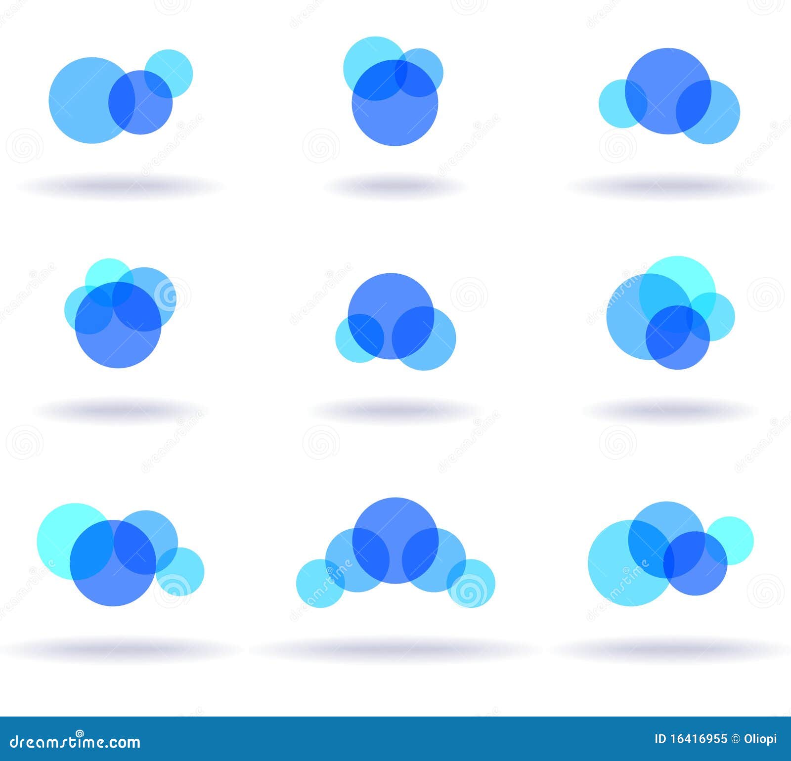 Set of blue logos stock illustration. Illustration of icon - 16416955
