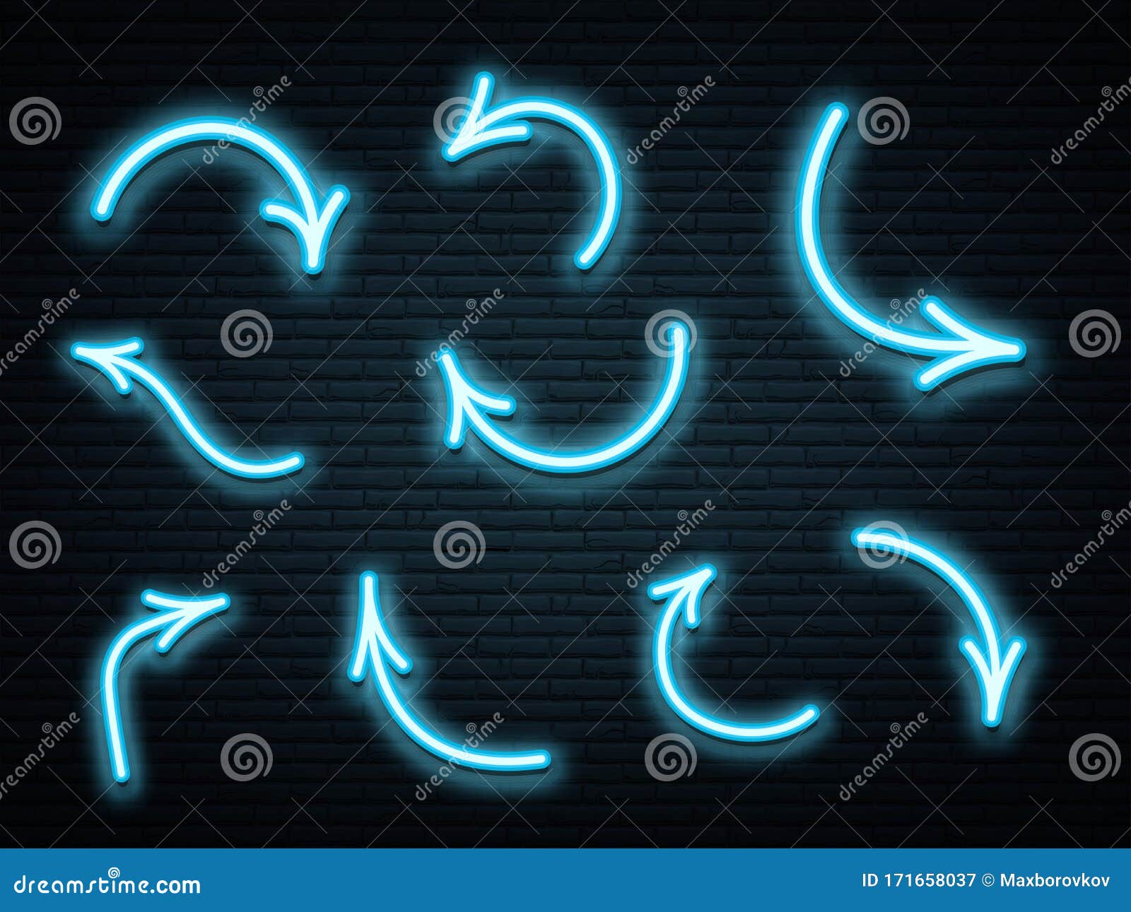 Set Neon Arrows Of Different Colors Vector Illustration | CartoonDealer ...