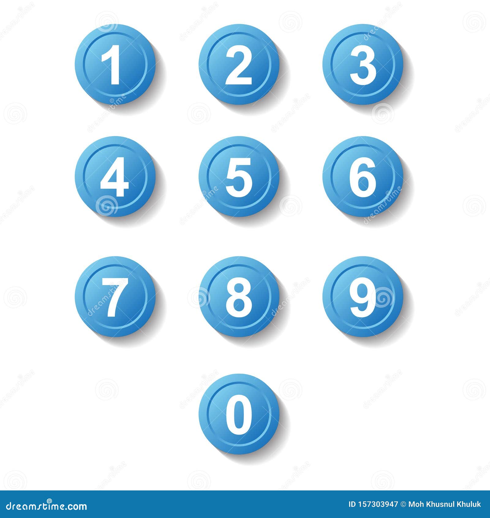 Number Set Button, Set Of 0-9 NumbersDog Icon Set, Colorful Dogs ...