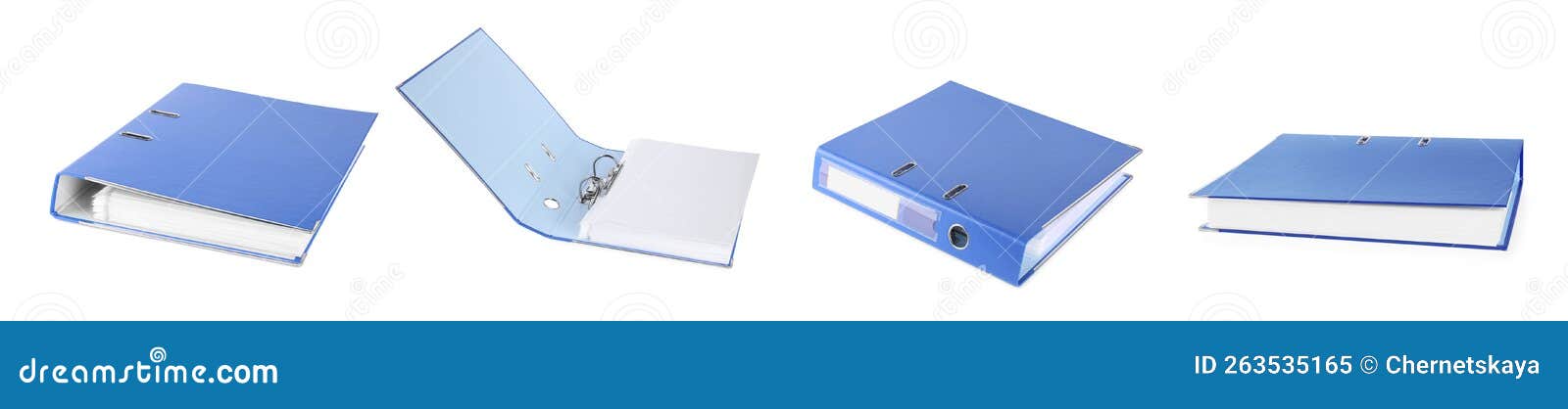 Set with Blue Office Folders on White Background. Banner Design Stock ...