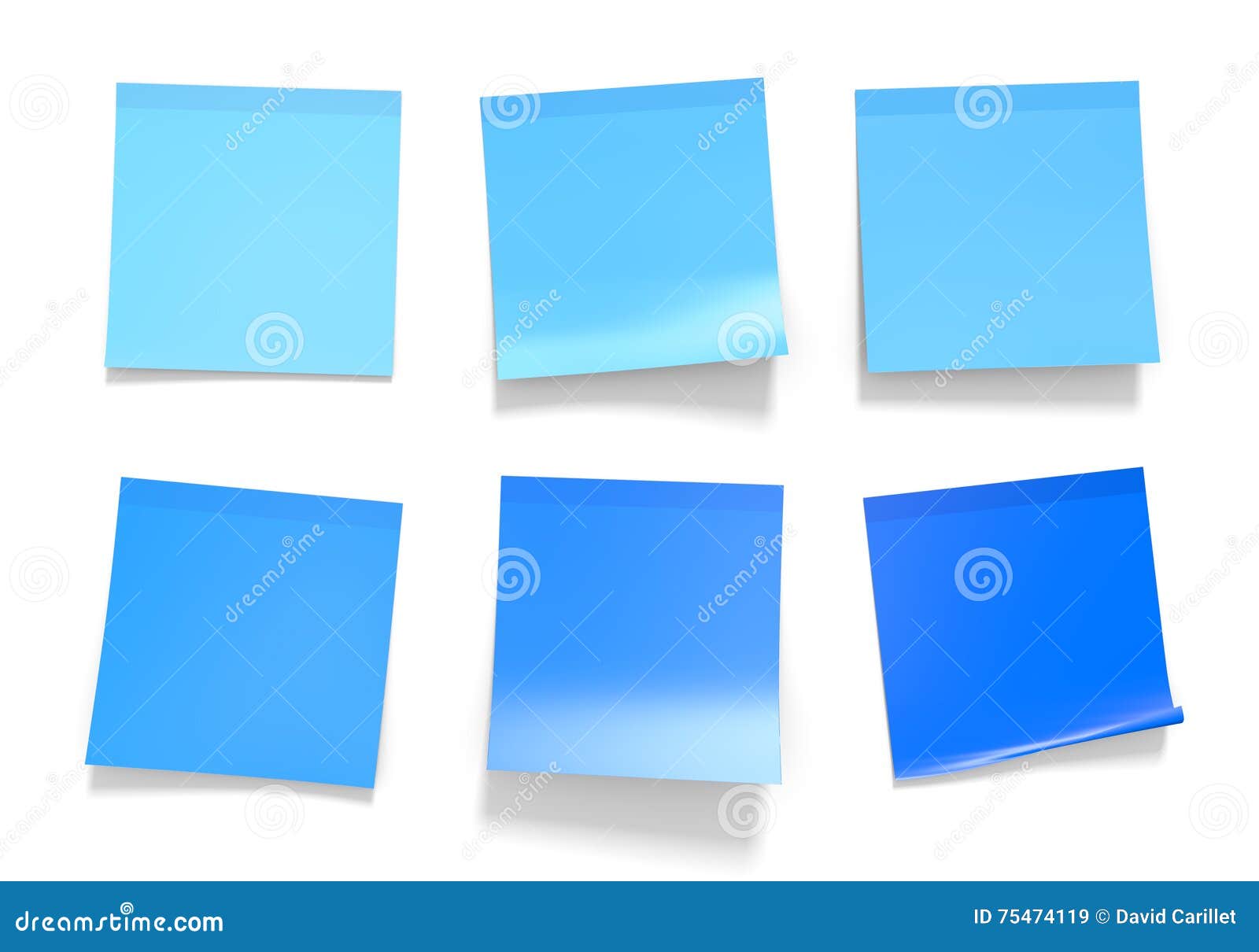 Set of Blue Office Sticky Notes for Reminders and Important Information ...