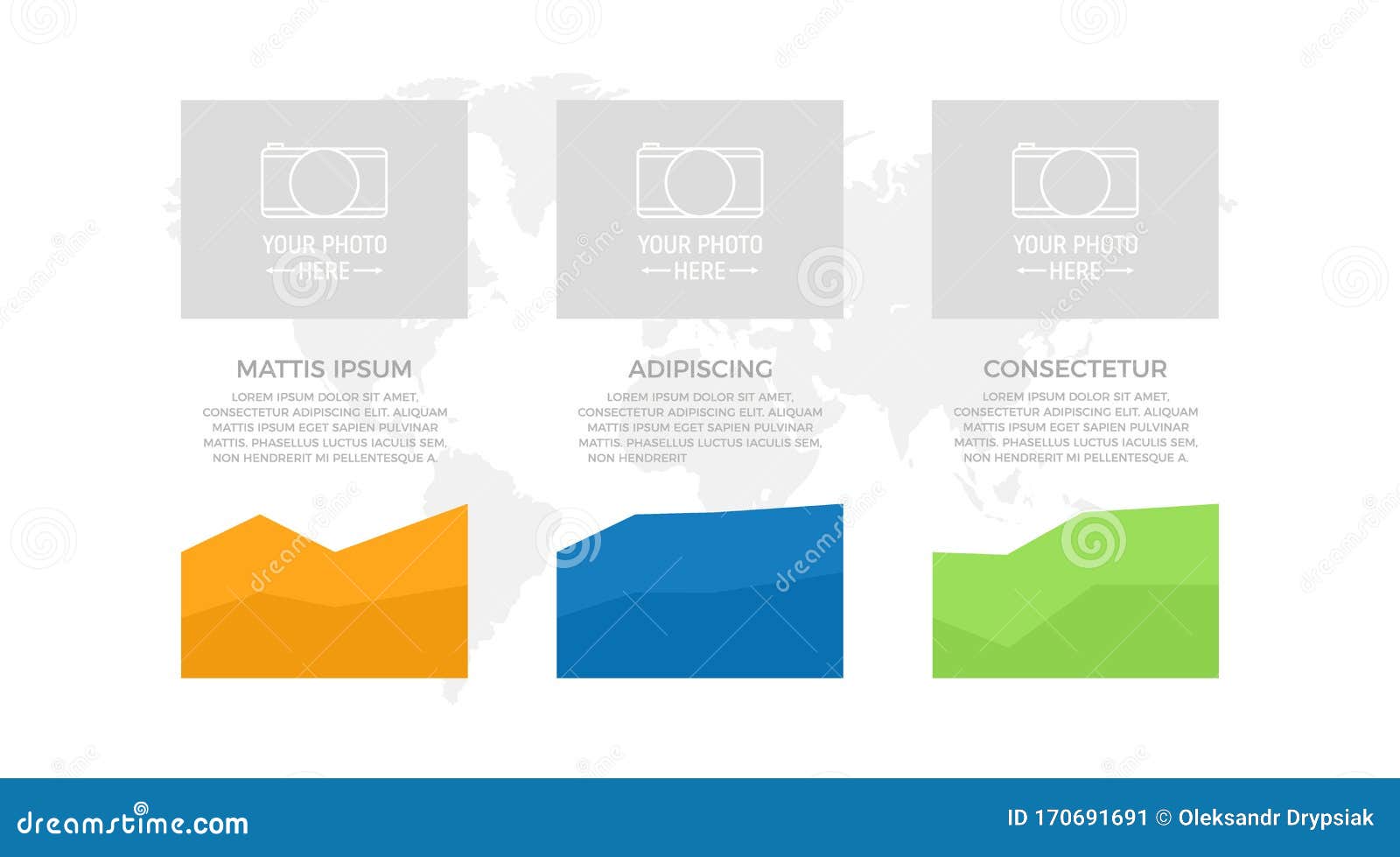 Set of Blue and Orange, Green Elements for Infographic with World Map ...