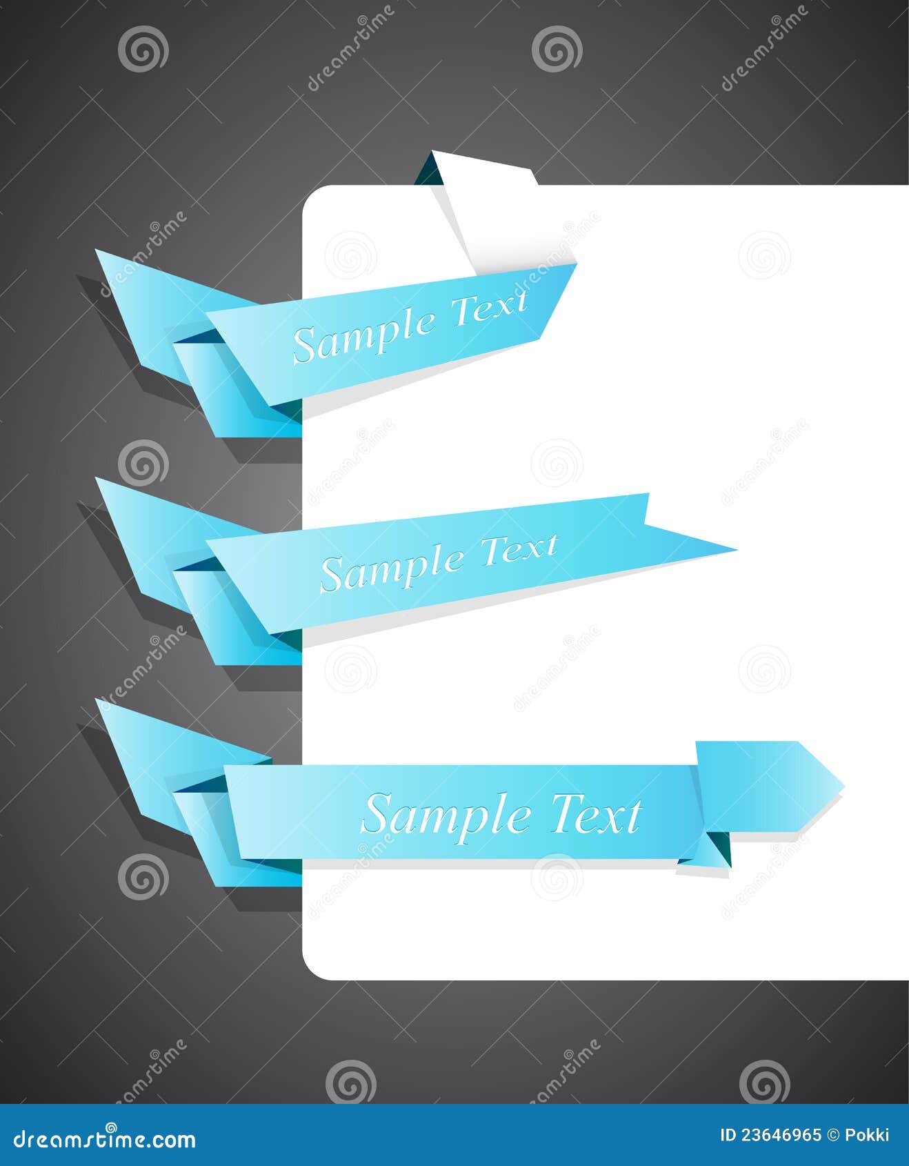 Set of Blue Origami Ribbons for Your Text. Stock Illustration ...