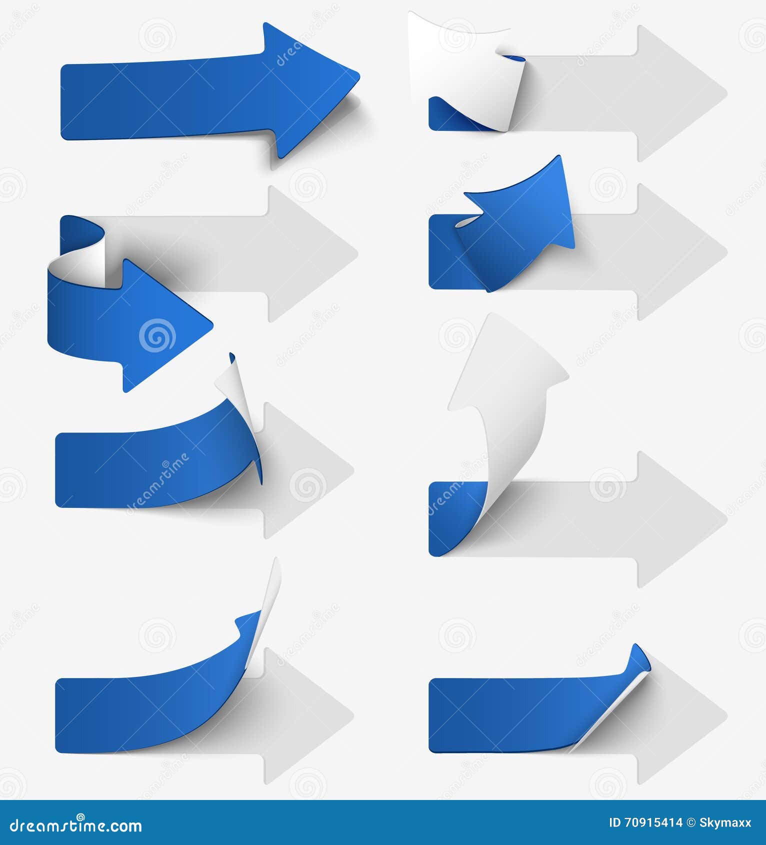 Set of Blue Paper Arrow Stickers Stock Vector - Illustration of color ...