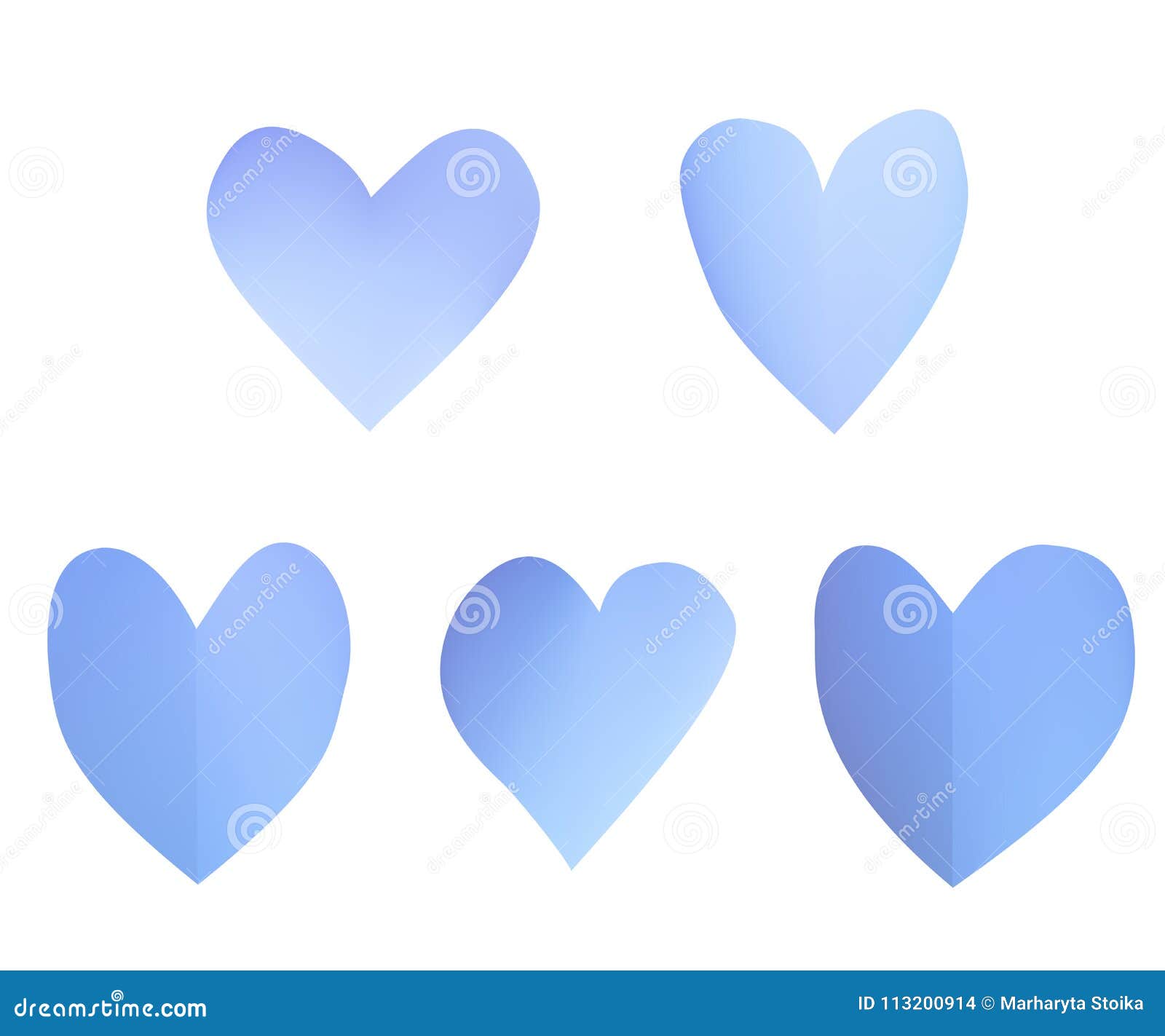 A Set of Blue Paper Hearts. Stock Vector - Illustration of background ...