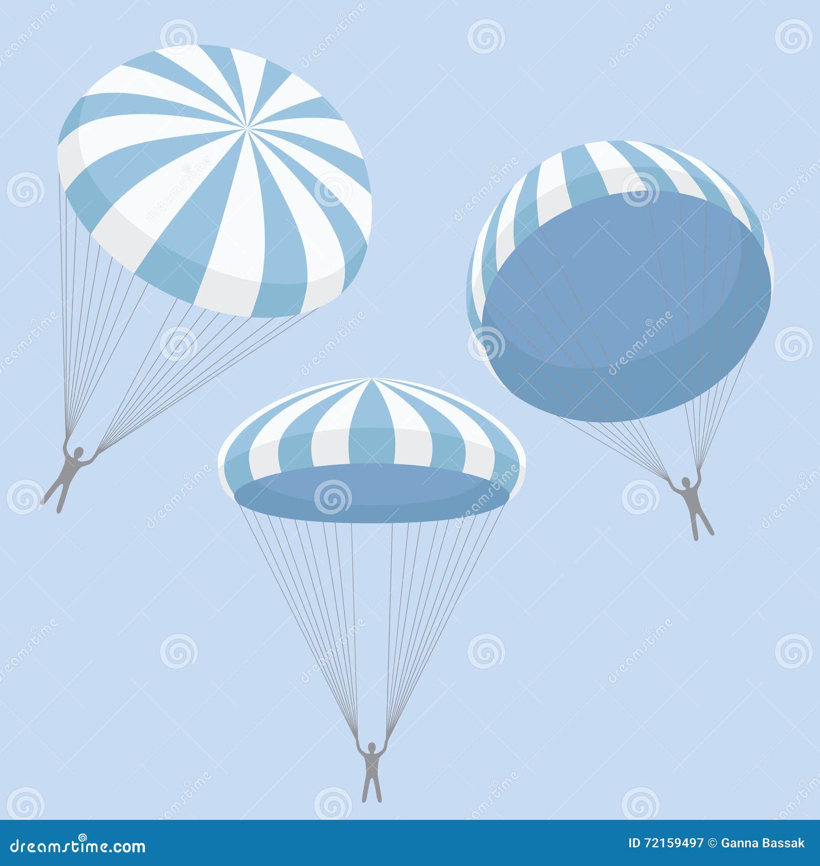 Set with blue parachutes stock vector. Illustration of canopy - 72159497