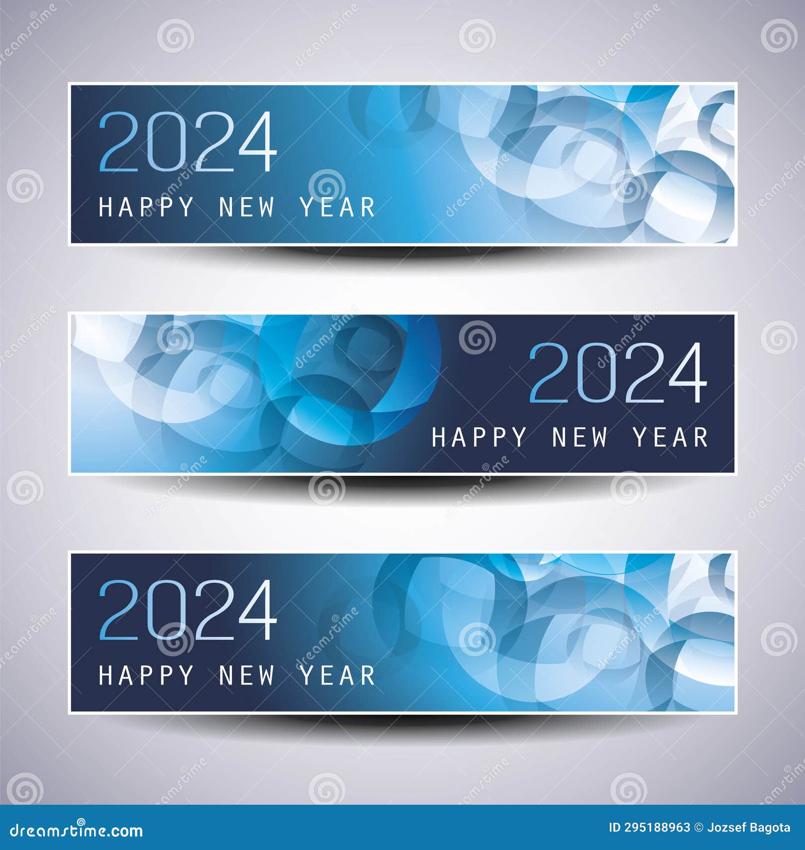 Set of Blue Patterned Horizontal Christmas, Happy New Year Headers or ...