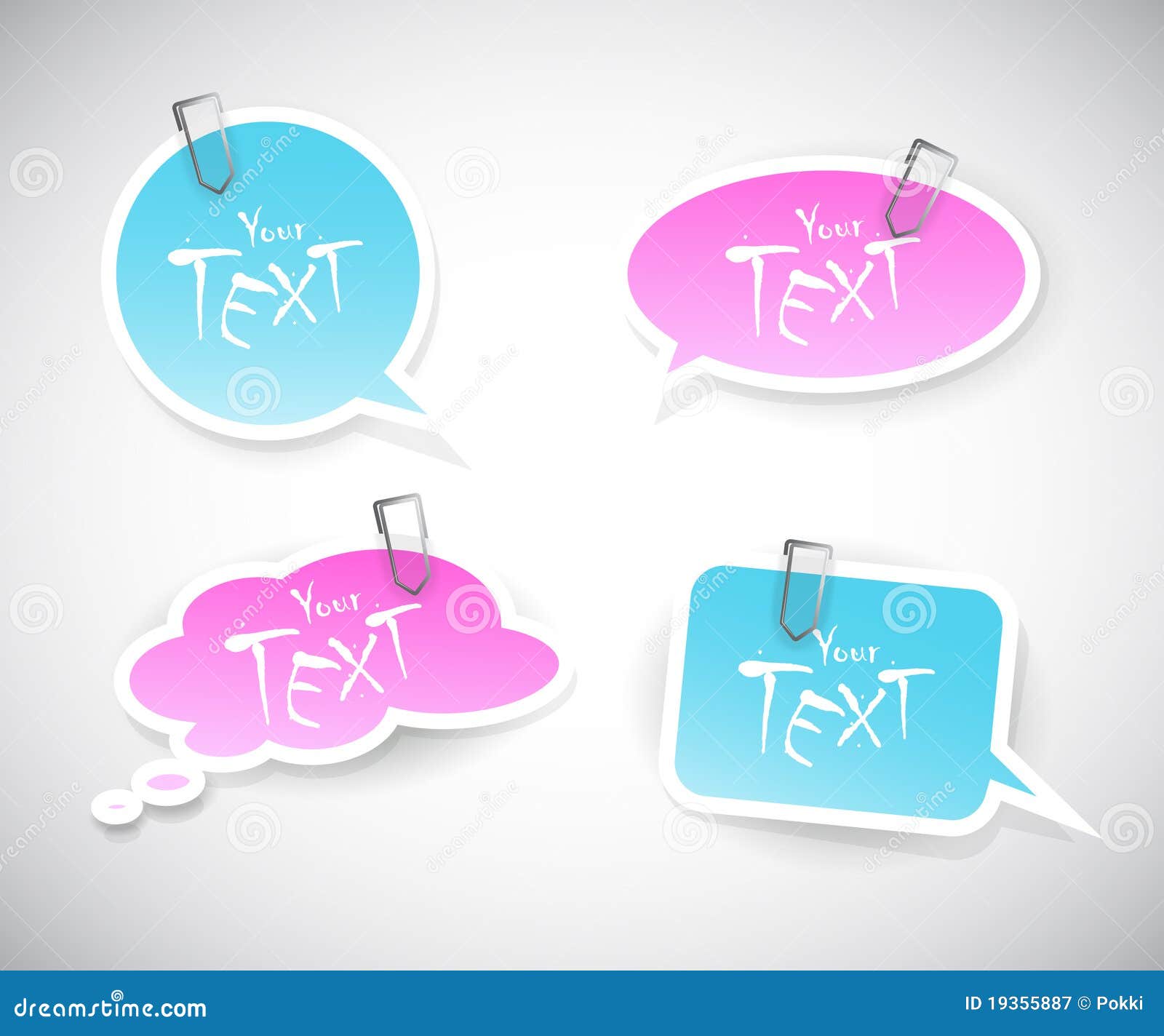 Set of blue pink stickers. stock vector. Illustration of element - 19355887