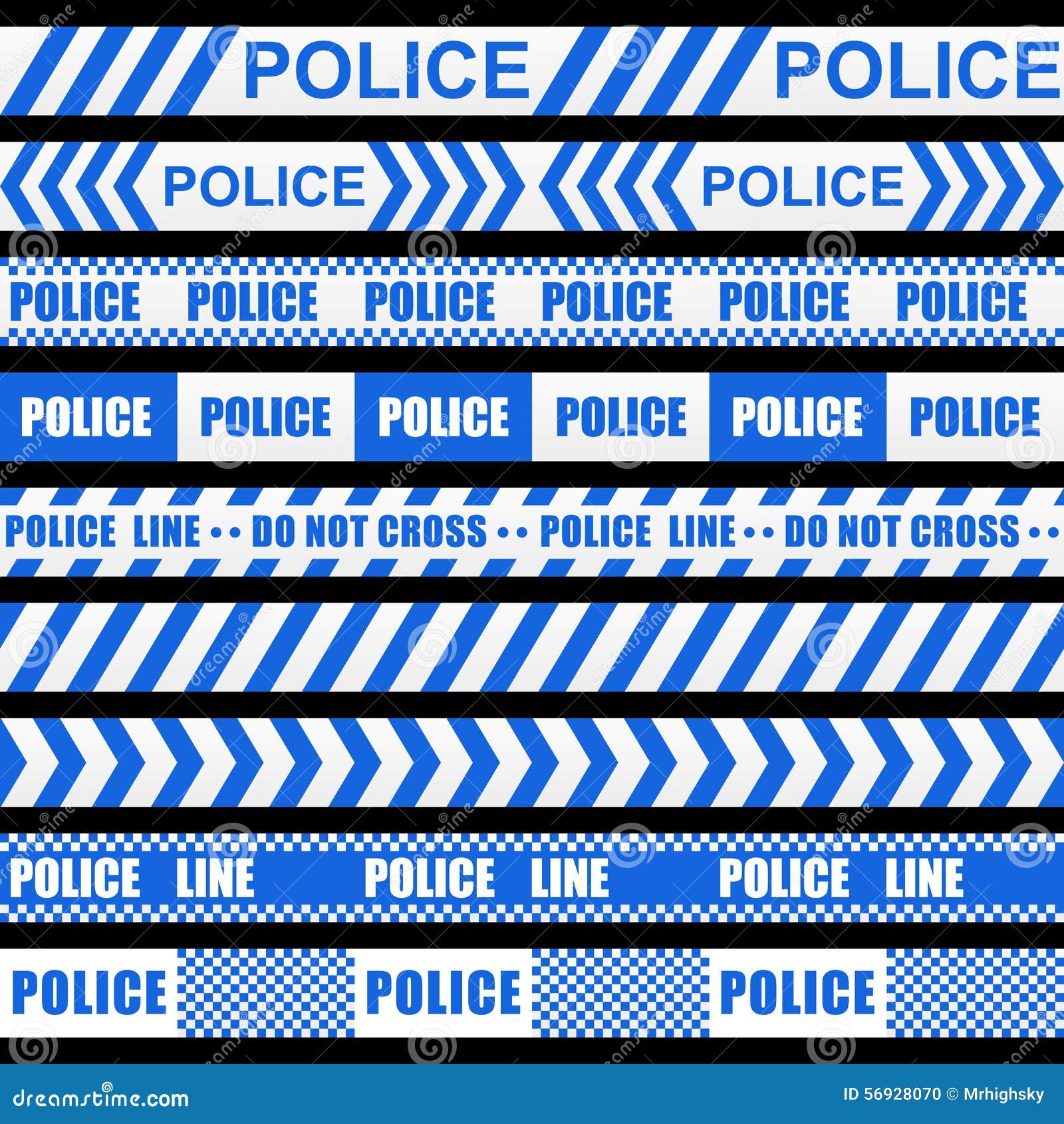Set of blue police ribbons stock vector. Illustration of tape - 56928070