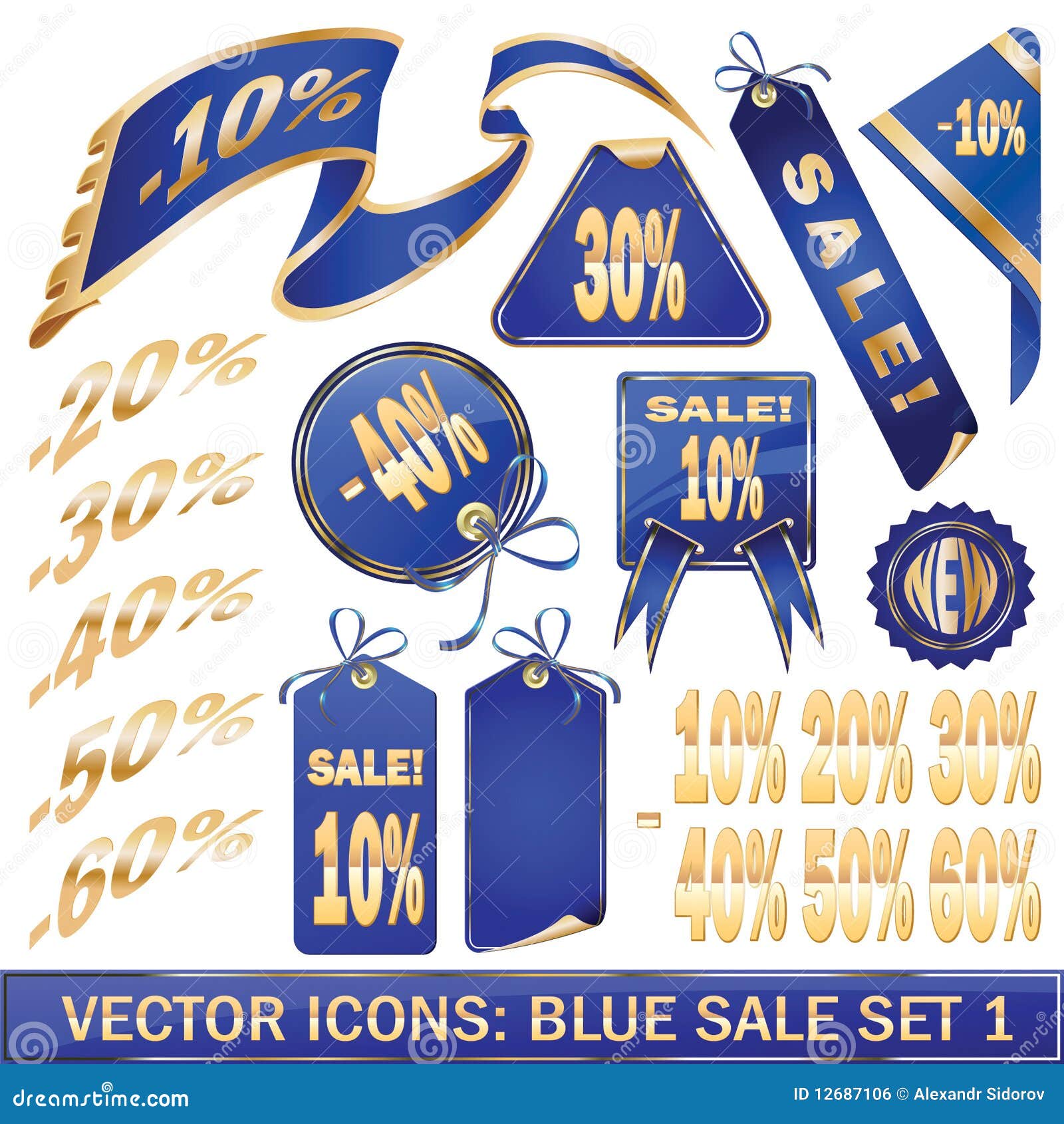 Set of blue price tags stock vector. Illustration of business - 12687106