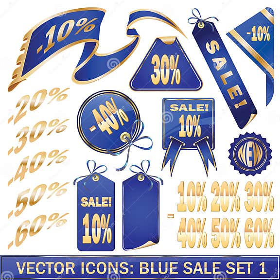 Set of blue price tags stock vector. Illustration of business - 12687106