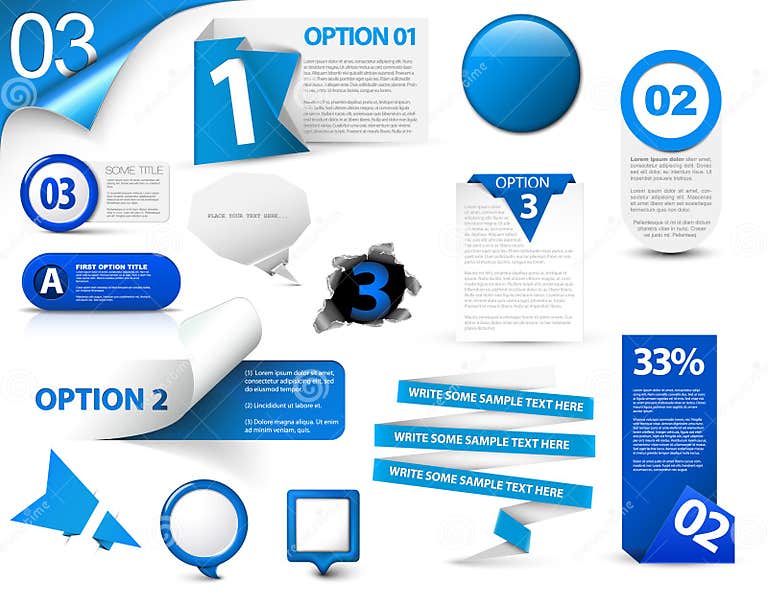 Set of blue progress icons stock illustration. Illustration of option ...