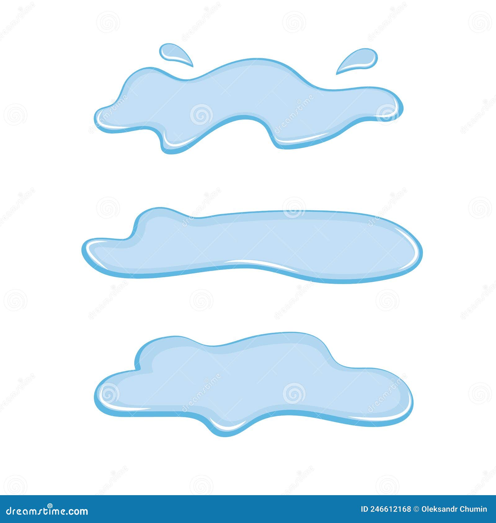 Set Blue Puddle Icon, Liquid. Flat Design Stock Vector - Illustration ...