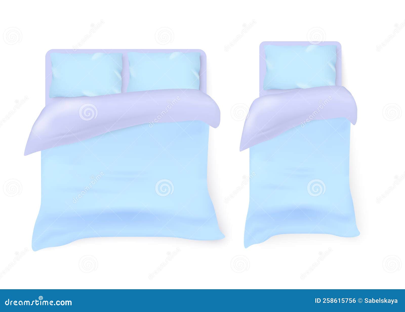Set of Blue Realistic Bed Mockups, Vector Illustration Stock Vector ...