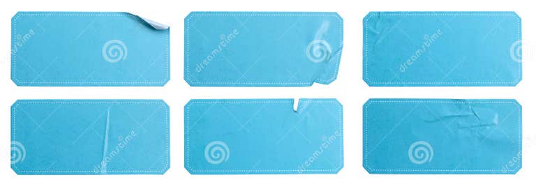 Set of Blue Rectangular Paper Sticker Label Isolated on White ...