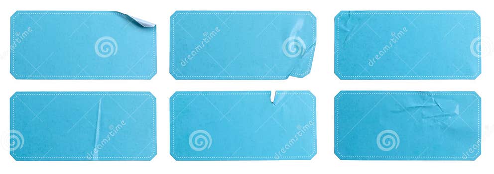 Set of Blue Rectangular Paper Sticker Label Isolated on White ...
