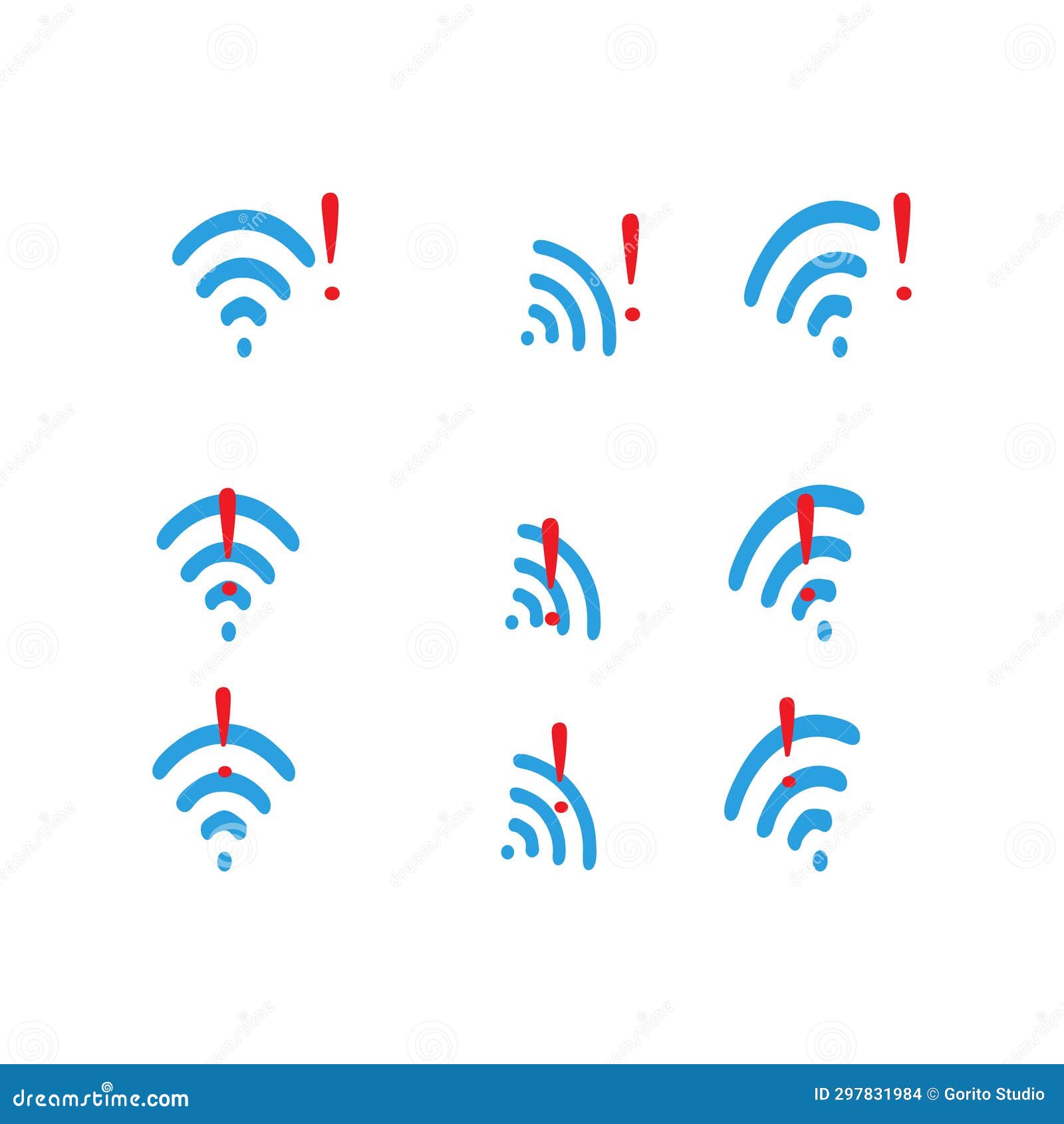 Set of Blue Red Alert Wifi Disconnect Not Working Icon Vector Stock ...