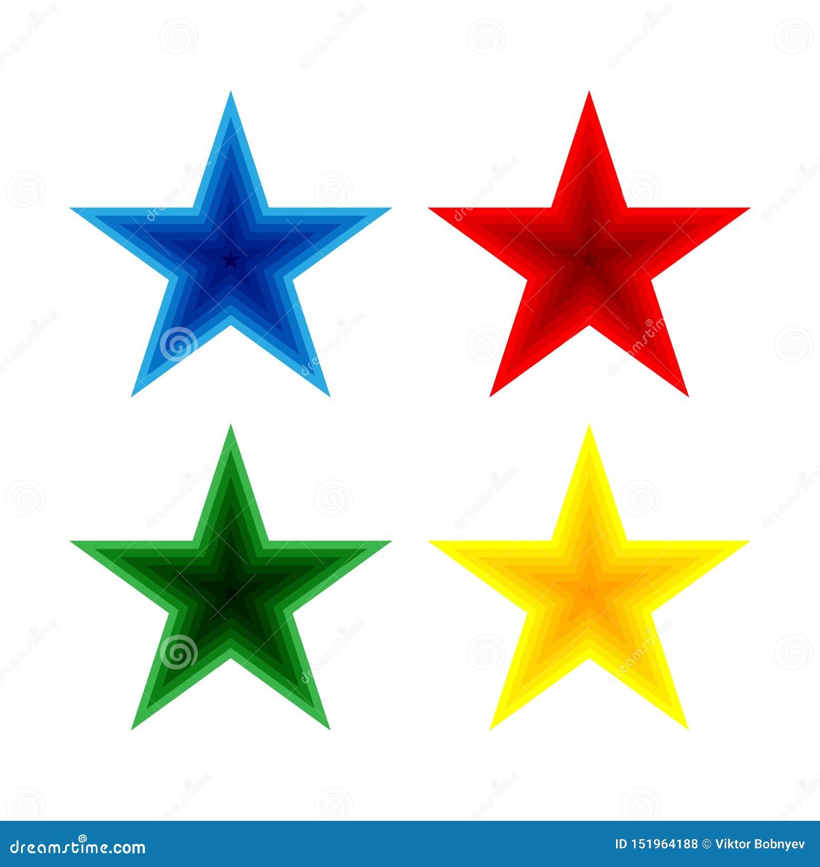 Set of Blue, Red, Green and Yellow Stars Stock Vector - Illustration of ...