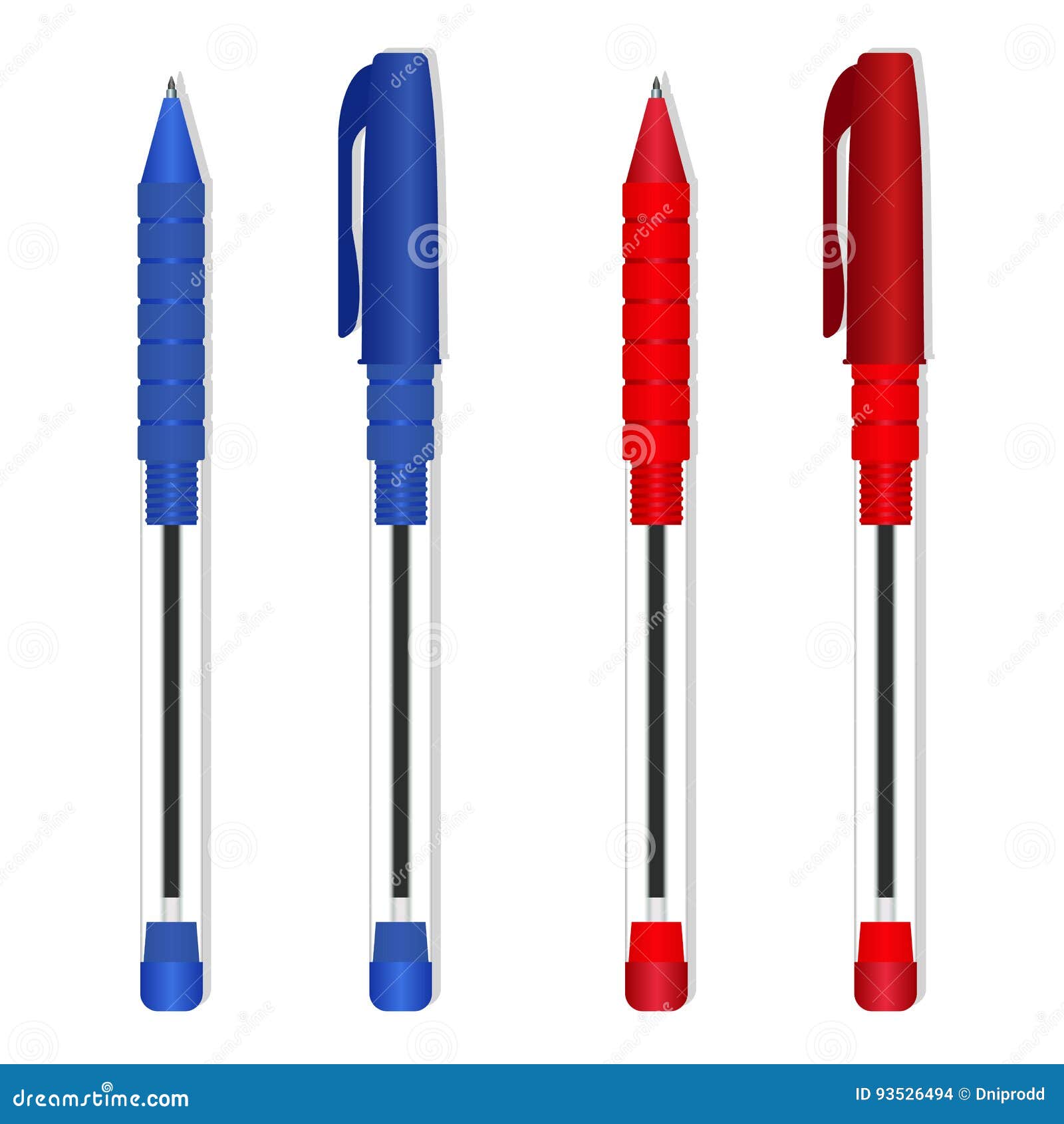 Set of blue and red pens stock vector. Illustration of blue - 93526494