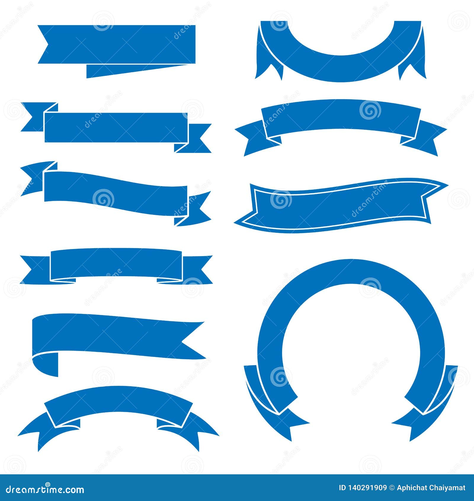 Set of Blue Ribbon Baner Icon Stock Vector - Illustration of prize ...