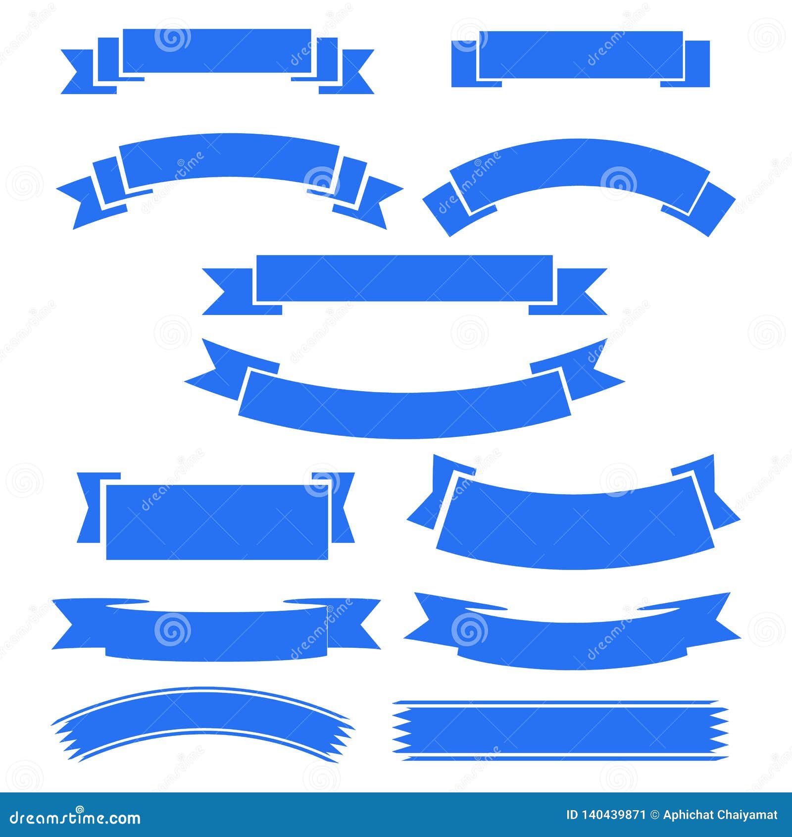 Set of Blue Ribbon Baner Icon Stock Illustration - Illustration of ...