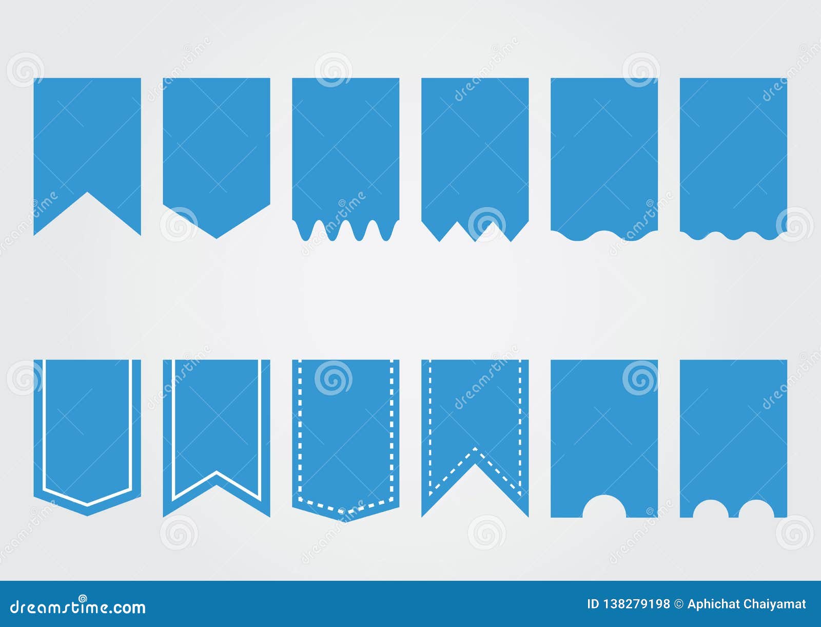 Set of Blue Ribbon Baner Icon Stock Illustration - Illustration of sign ...