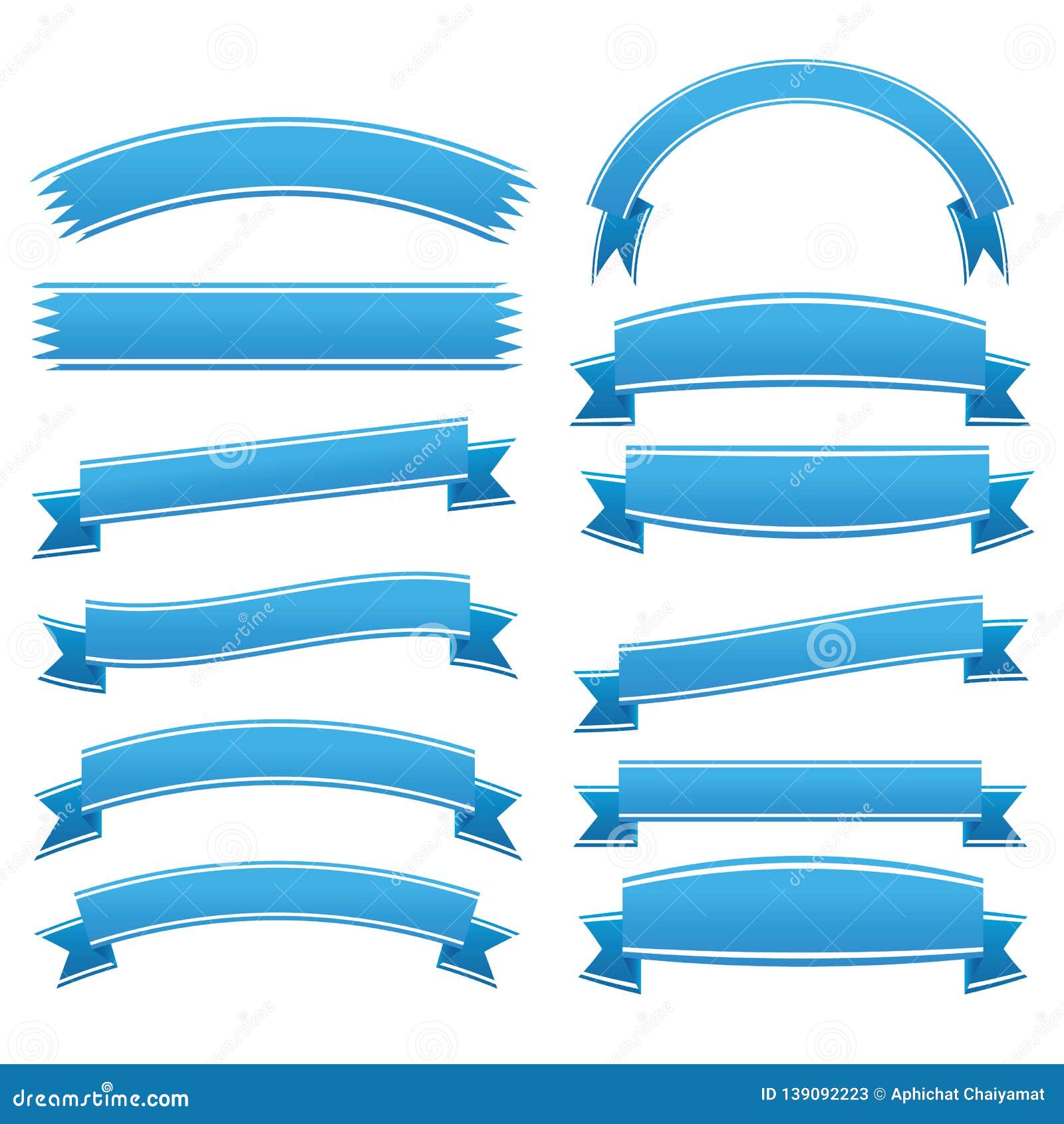 Set of Blue Ribbon Baner Icon Stock Illustration - Illustration of ...