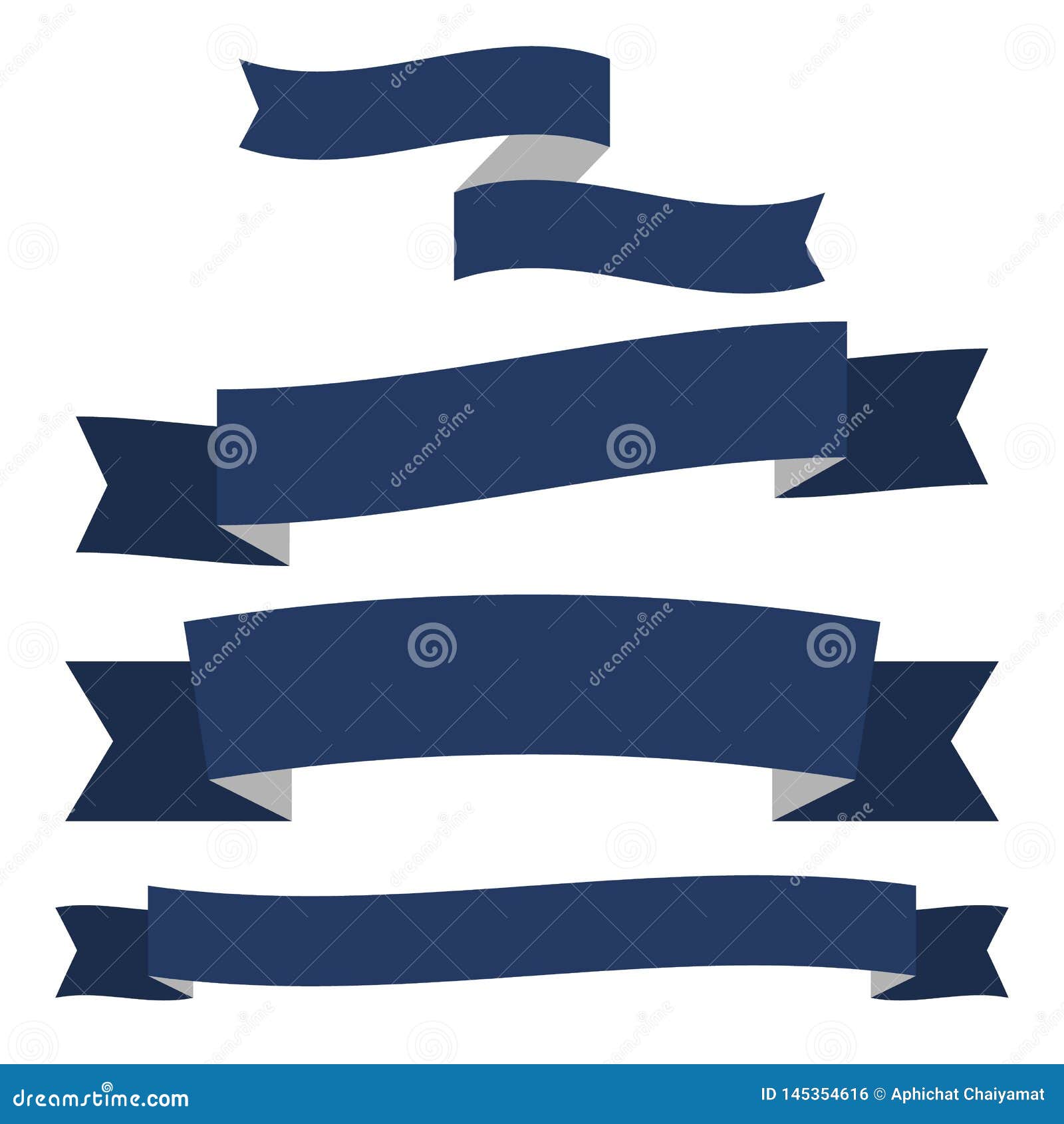 Set of Blue Ribbon Banner Icon Stock Illustration - Illustration of ...