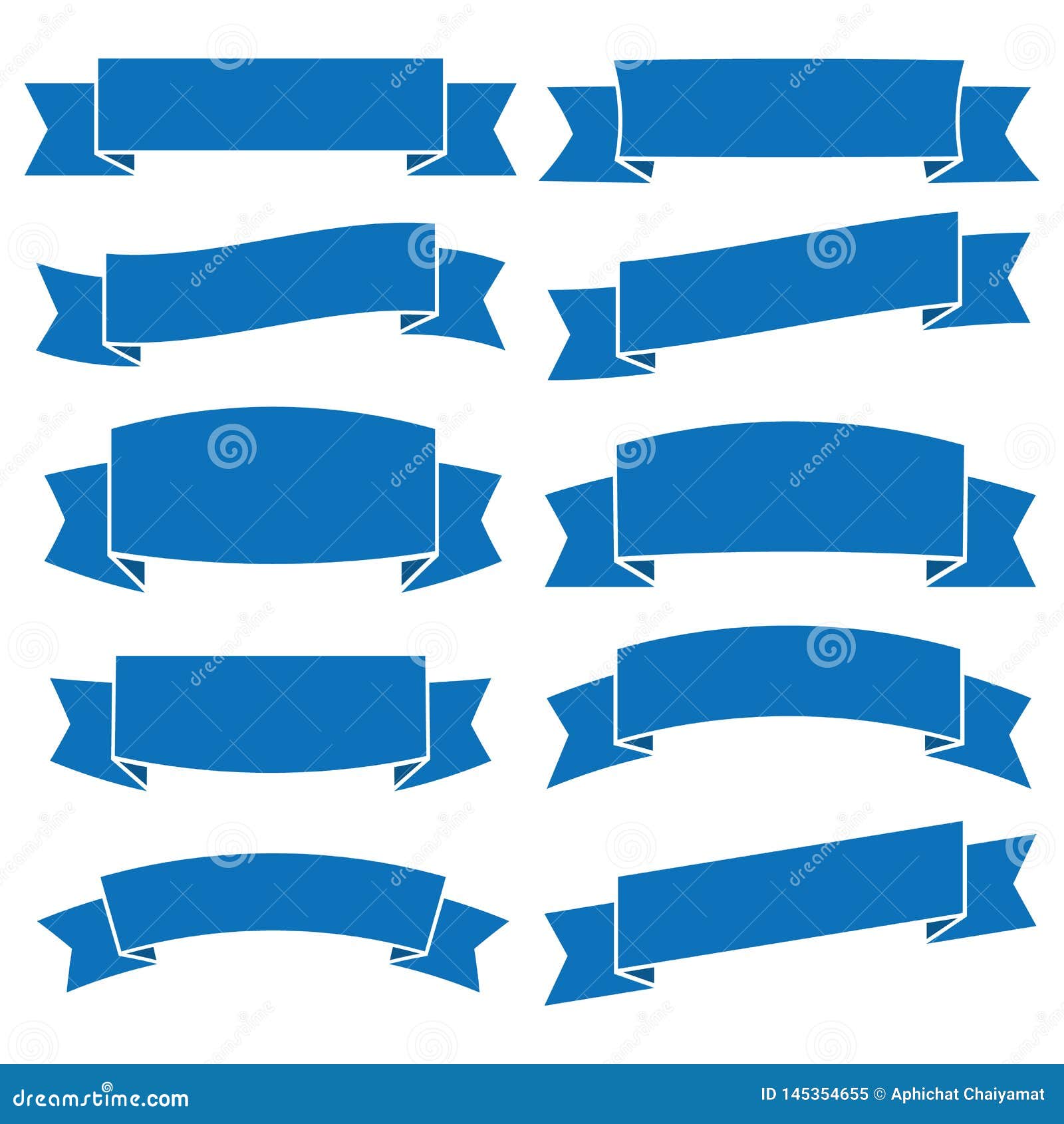 Set of Blue Ribbon Banner Icon Stock Illustration - Illustration of ...