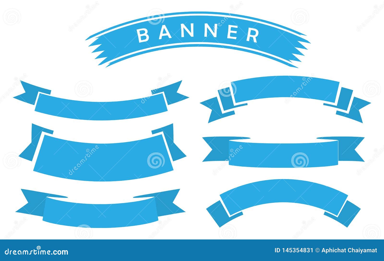 Set of Blue Ribbon Banner Icon Stock Illustration - Illustration of ...