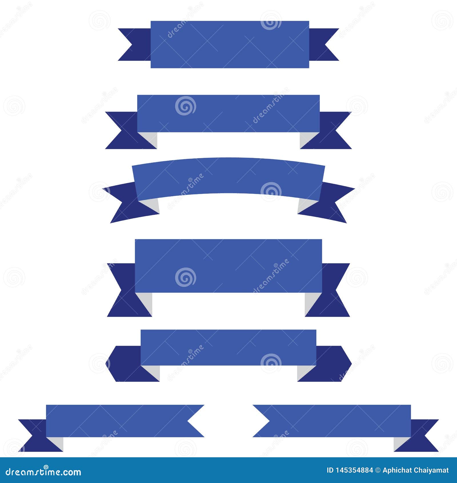 Set of Blue Ribbon Banner Icon Stock Illustration - Illustration of ...