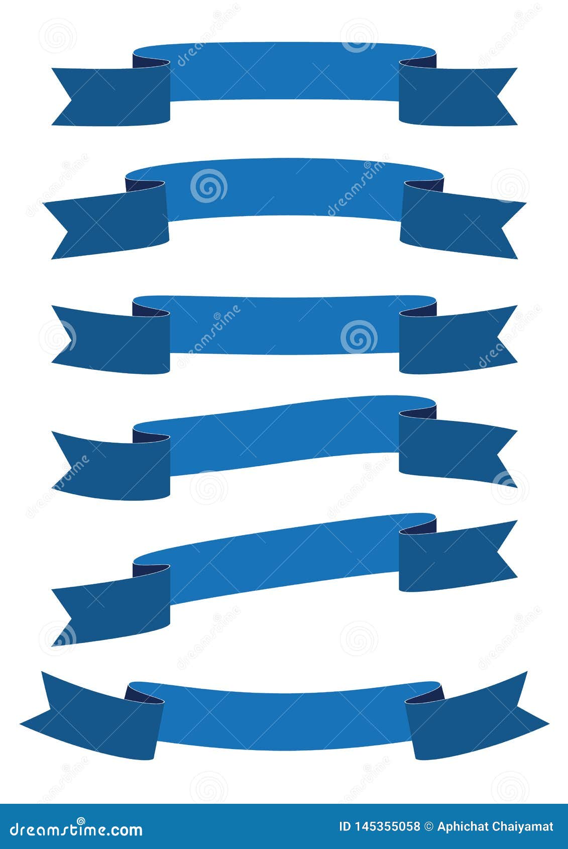 Set of Blue Ribbon Banner Icon Stock Illustration - Illustration of ...