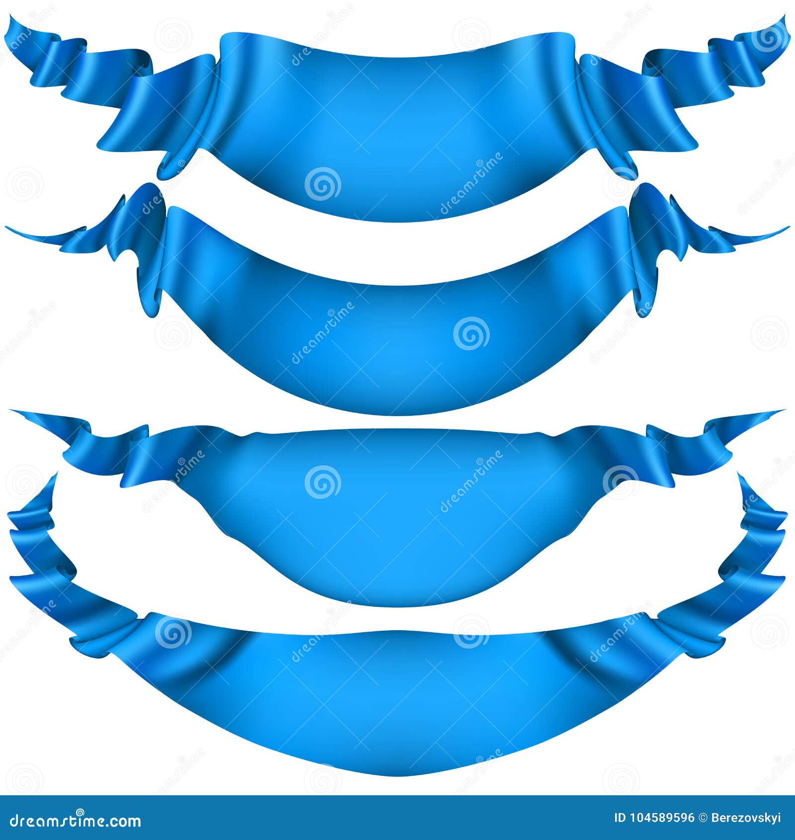 Set of Blue Ribbon Banners on White Background. EPS 10 Vector Stock ...