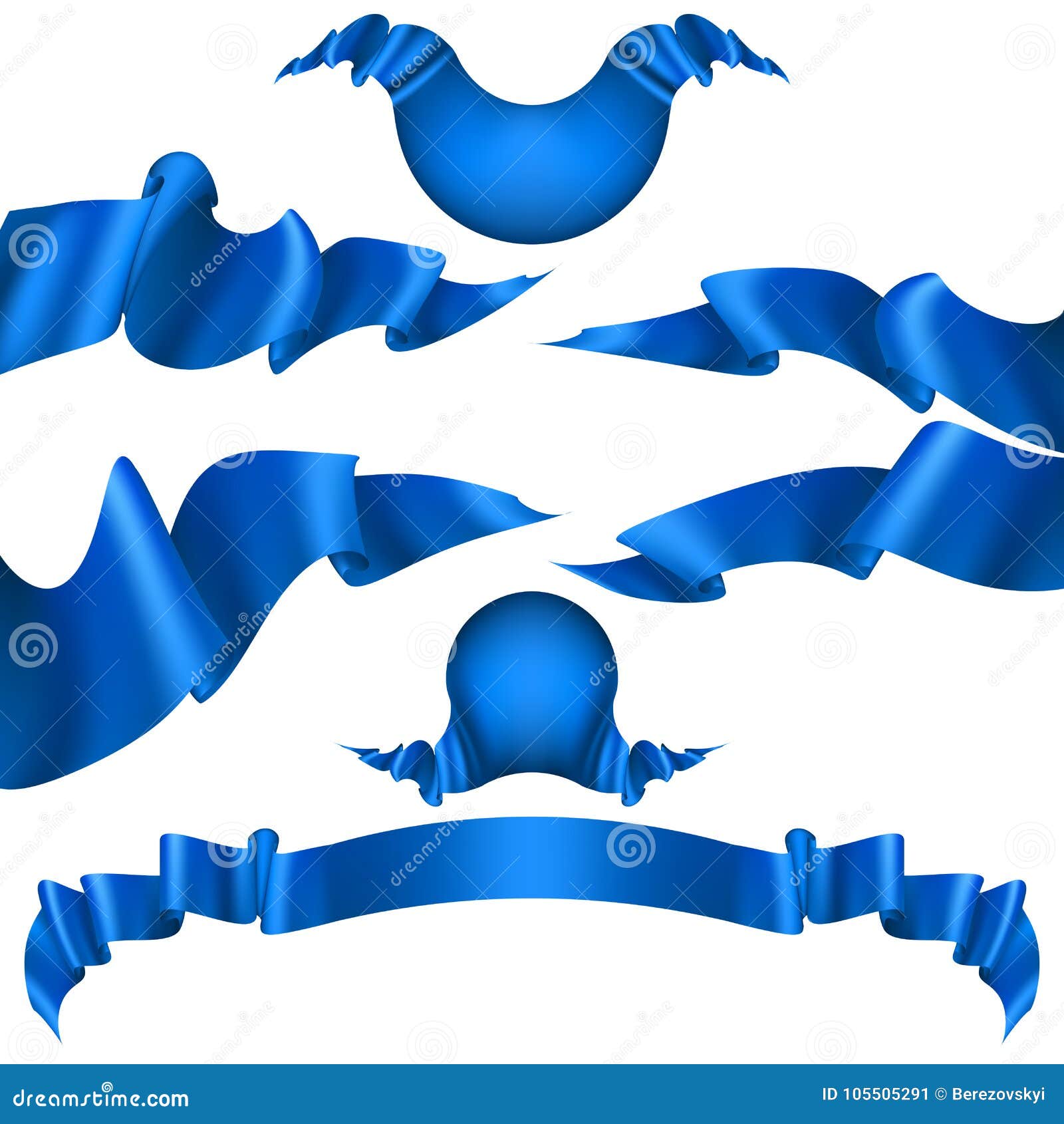 Set of Blue Ribbon Banners on White Background. EPS 10 Vector Stock ...