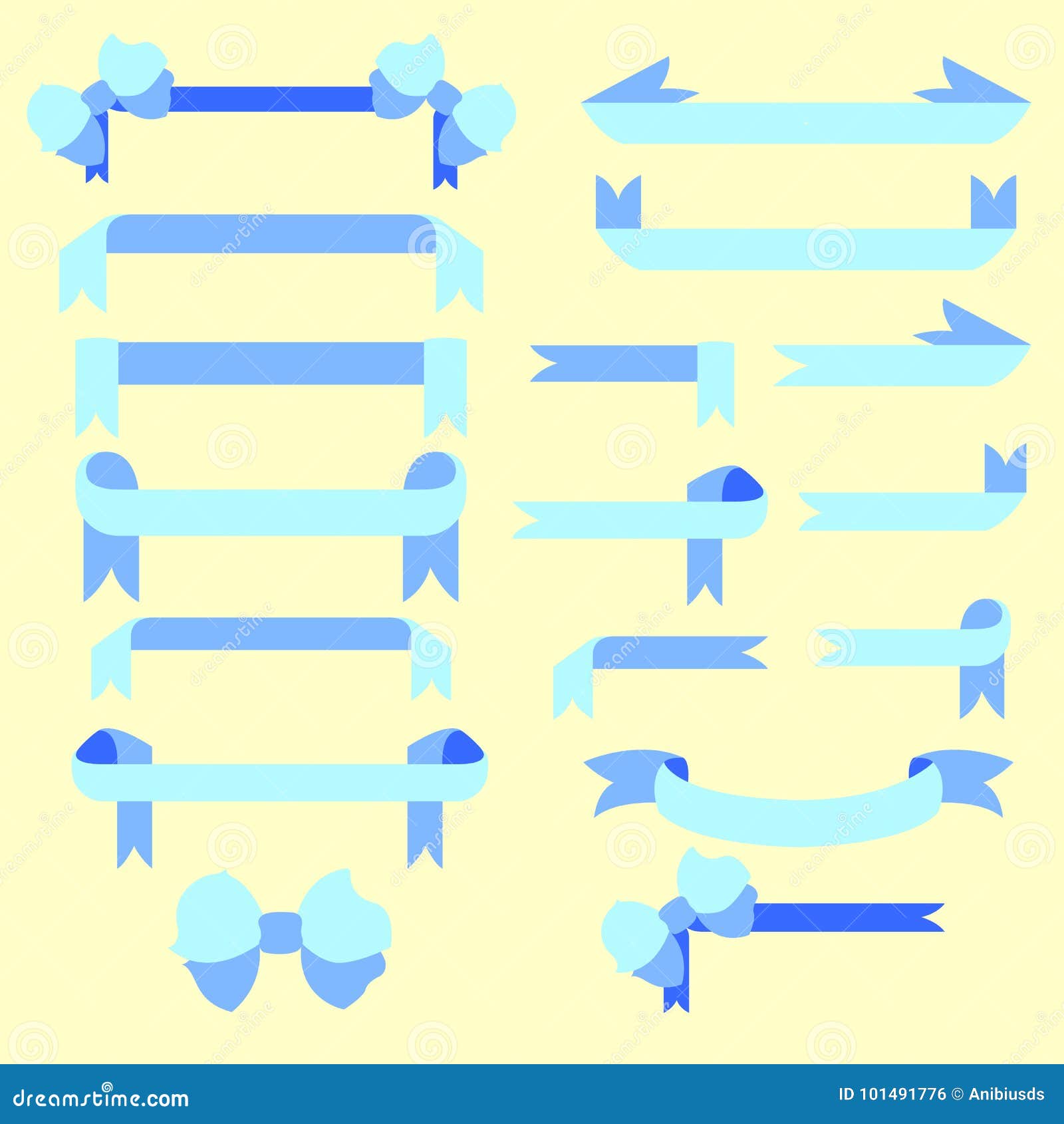 Set of Blue Ribbons for Decoration Stock Vector - Illustration of knot ...